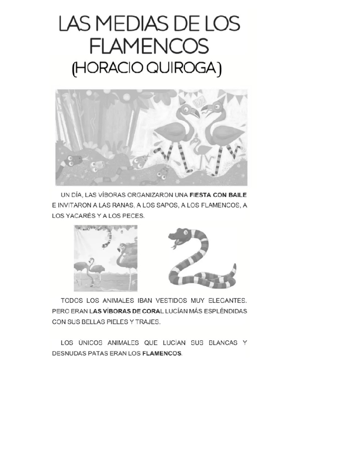 LAS MEDIAS DE LOS FLAMENCOS: UN CUENTO DE HORACIO QUIROGA - Studocu