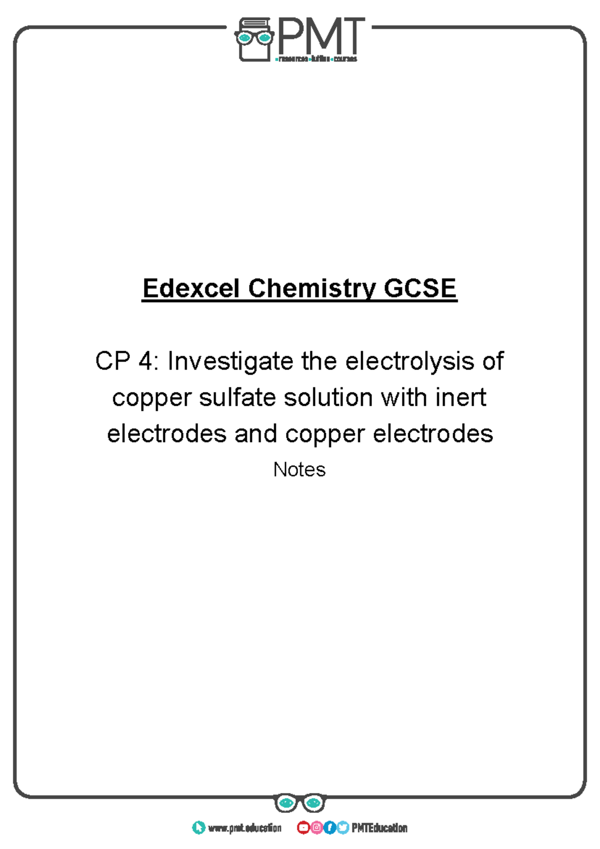 CP 4 - Electrolysis of Copper Sulfate Solution Experiment Notes - Studocu