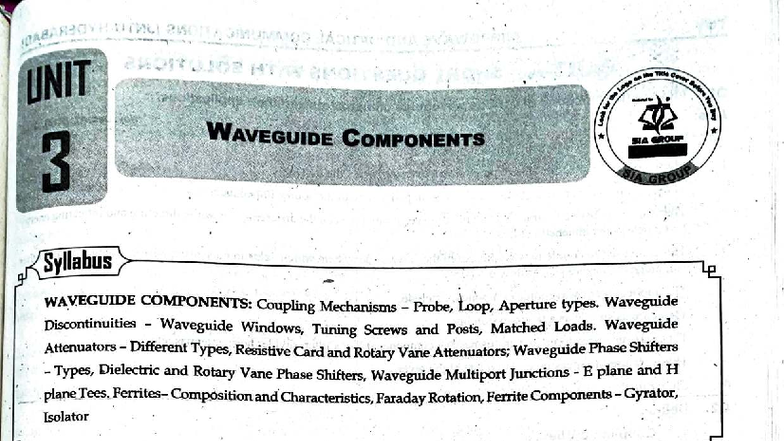 MWOC U-3: Waveguide Components and Their Applications - Studocu
