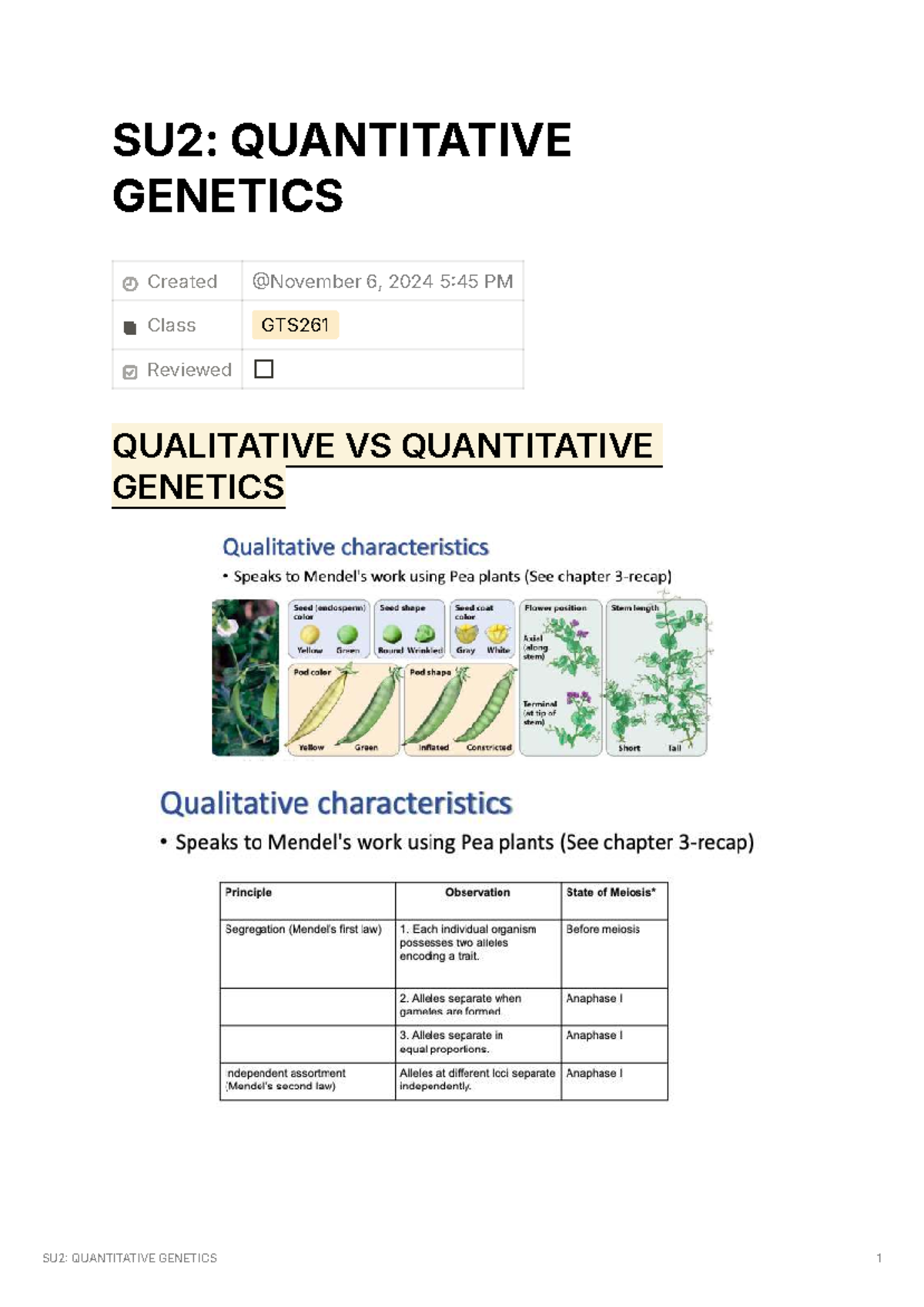 GTS261: Lecture Notes on SU2 - Quantitative Genetics Concepts - Studocu