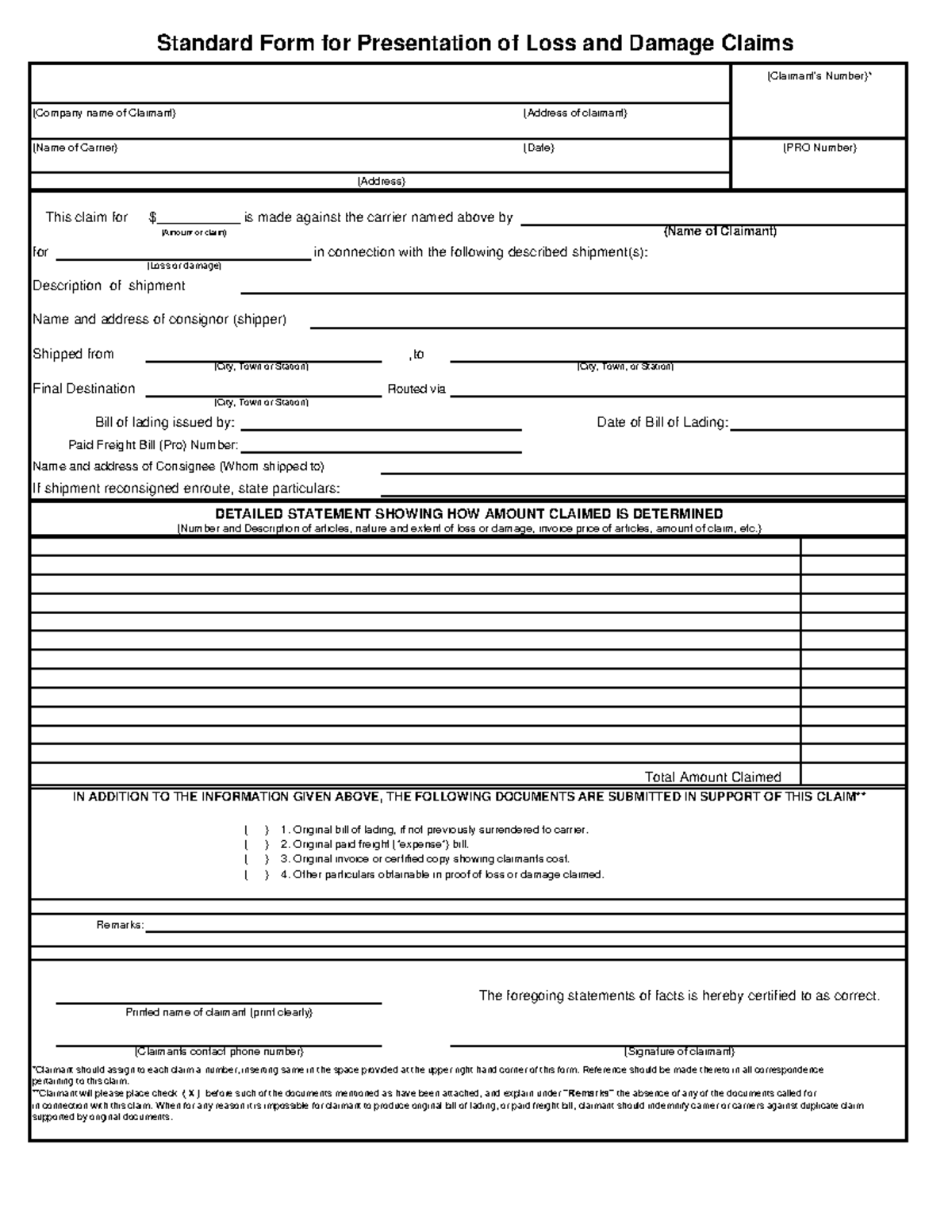 Claim Form for Loss and Damage Claims Submission - Studocu