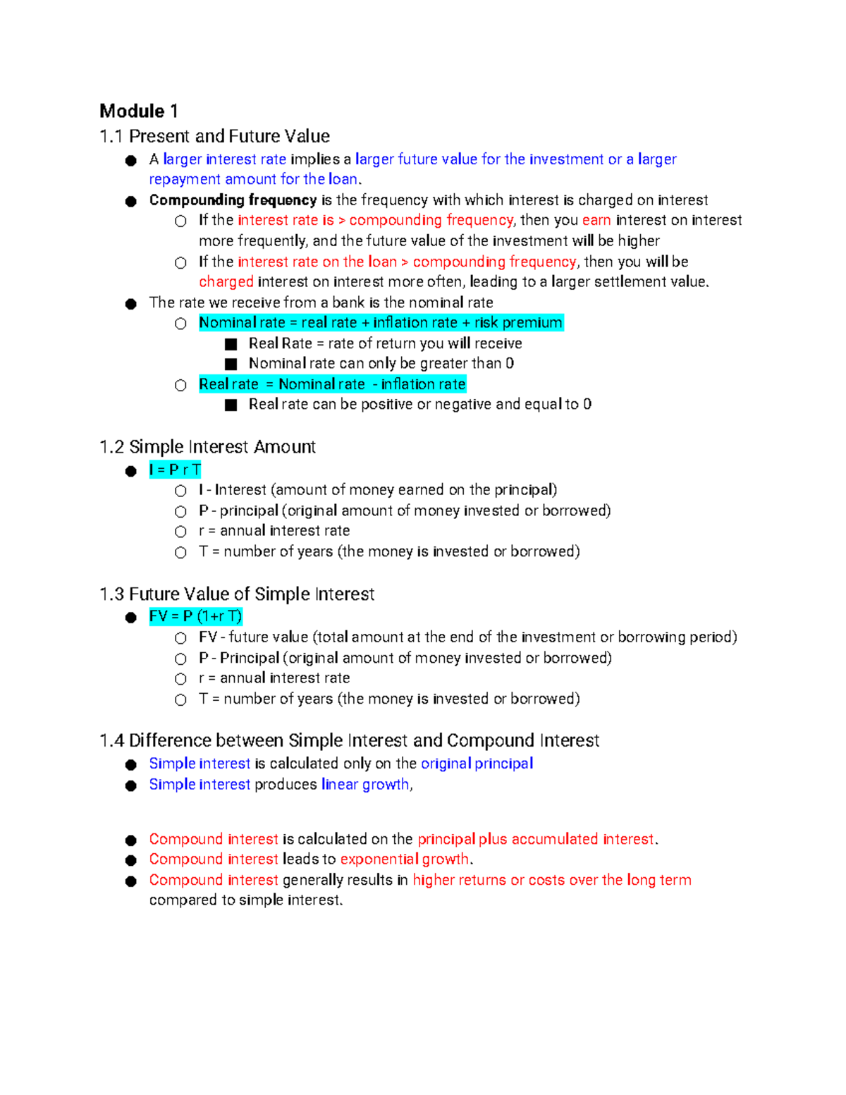 Financial Literacy Module 1 & 2: Present & Future Value Insights - Studocu