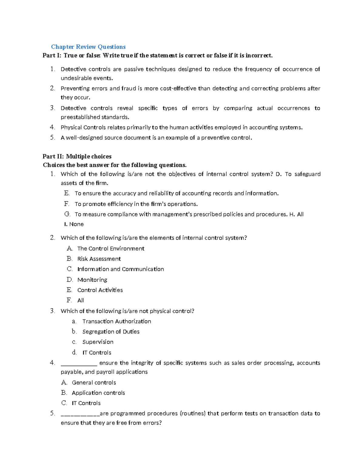Chapter 6 Review Questions: True/False & Multiple Choice Assessment ...