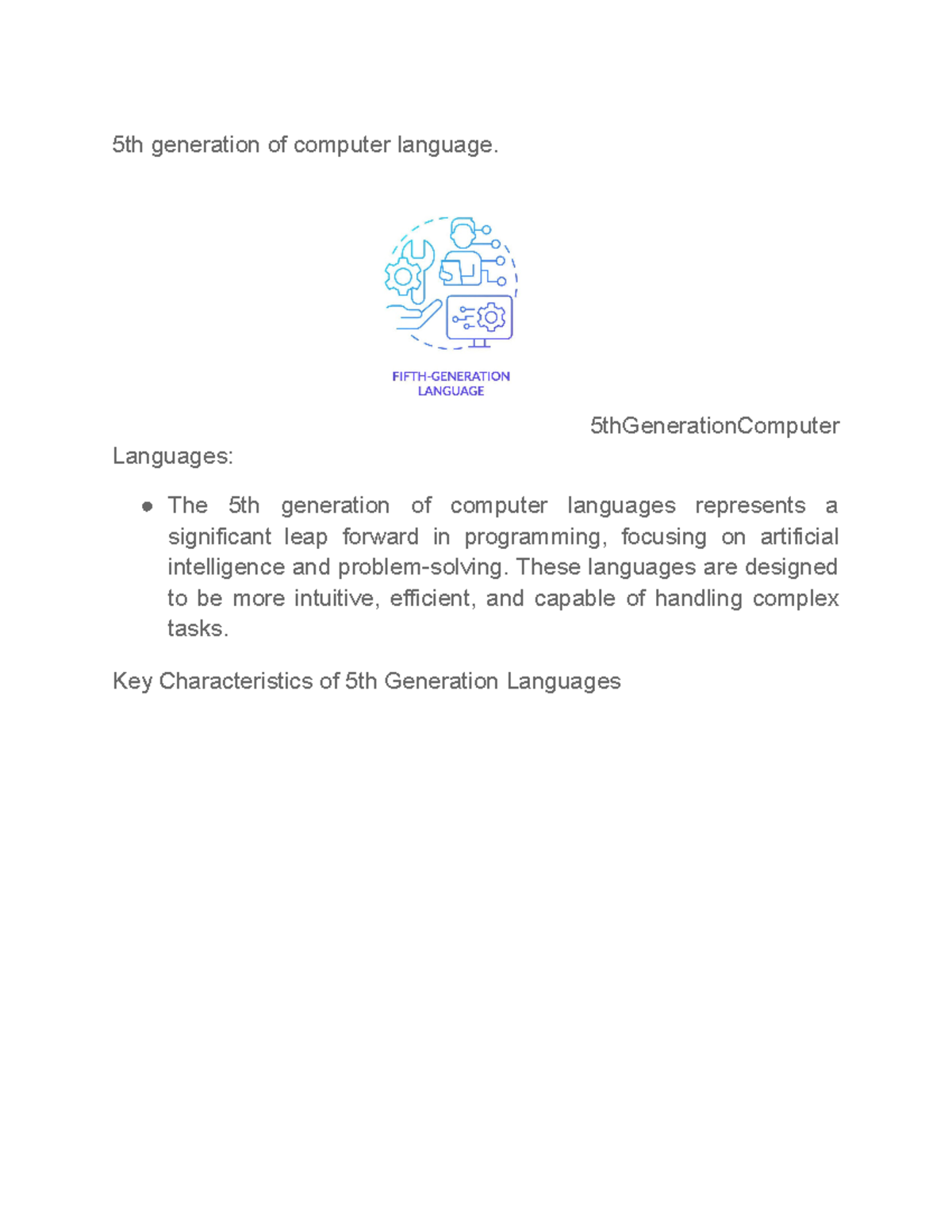 5th generation of computer language - 5thGenerationComputer Languages ...