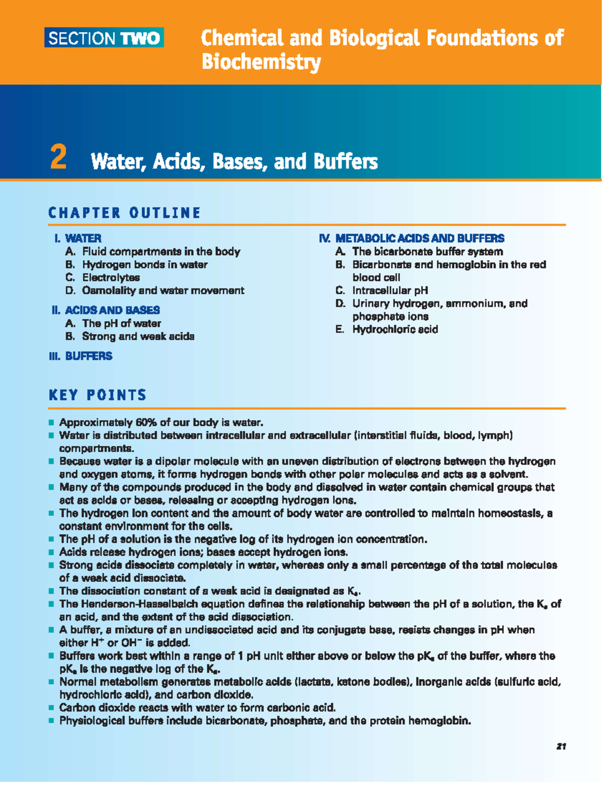 Biochem 2: Water, Acids, Bases, and Buffers - Key Concepts and Overview ...