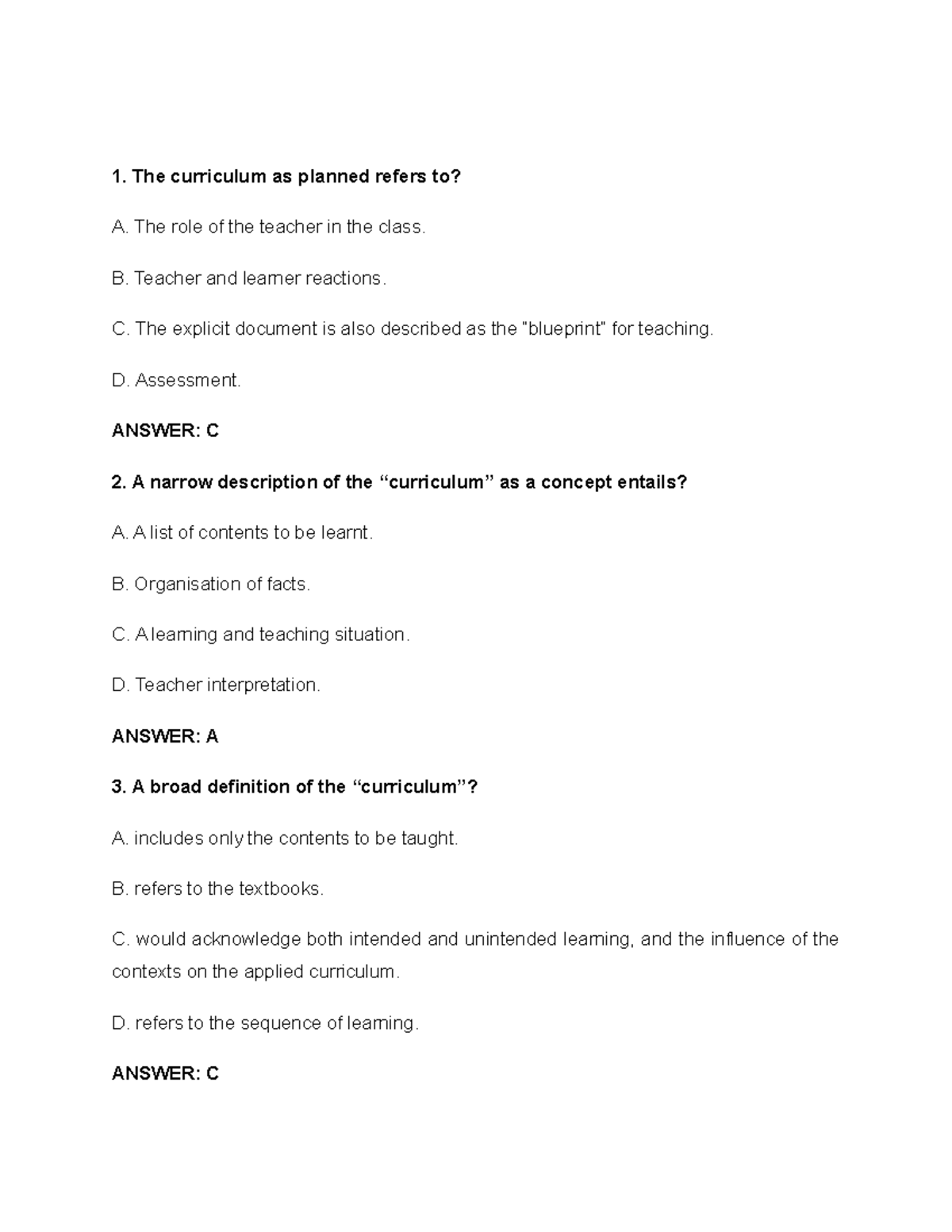 CUS3701 Curriculum Development: Questions and Answers Guide - Studocu