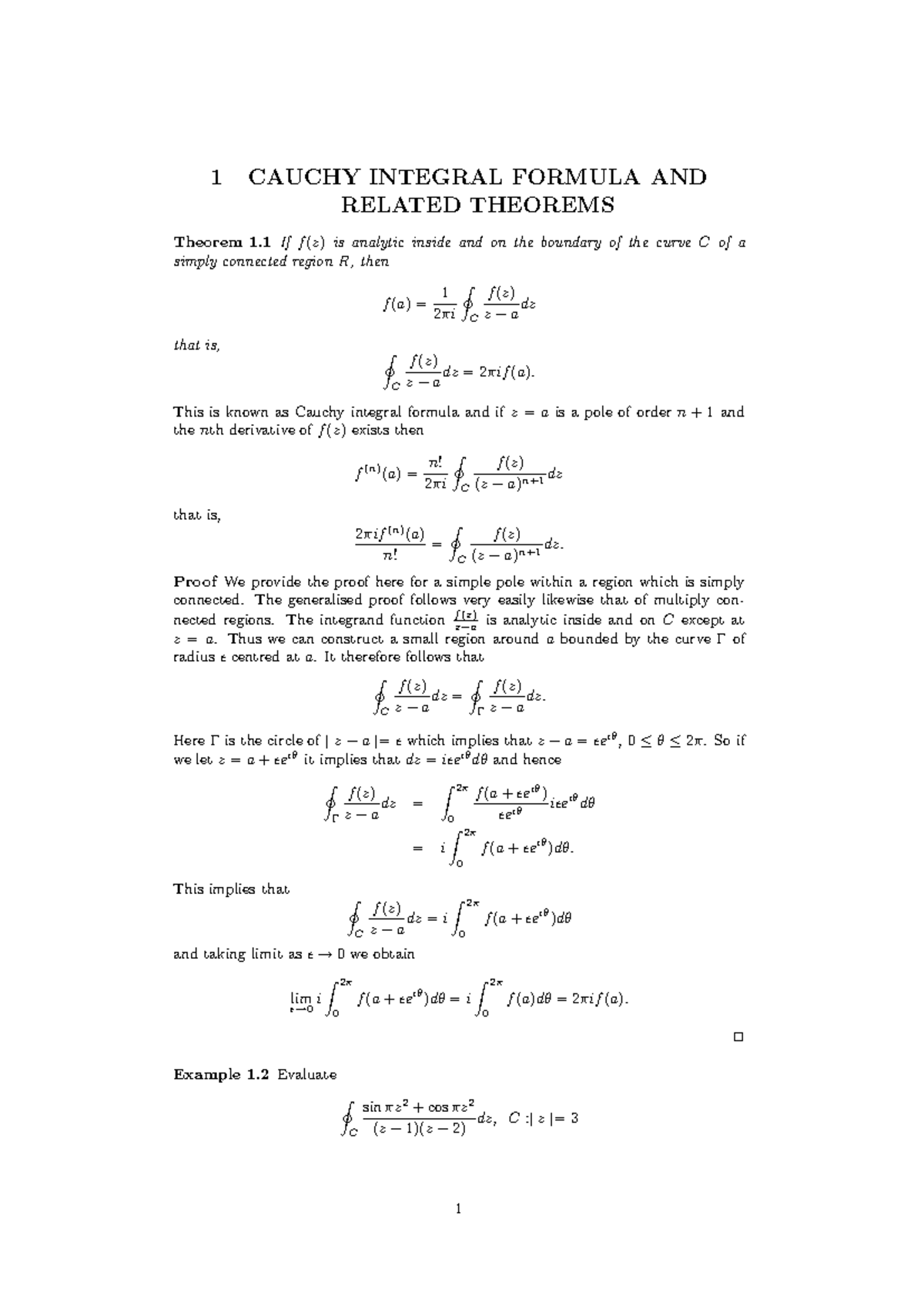Topic 5 - Detailed information - 1 CAUCHY INTEGRAL FORMULA AND RELATED ...