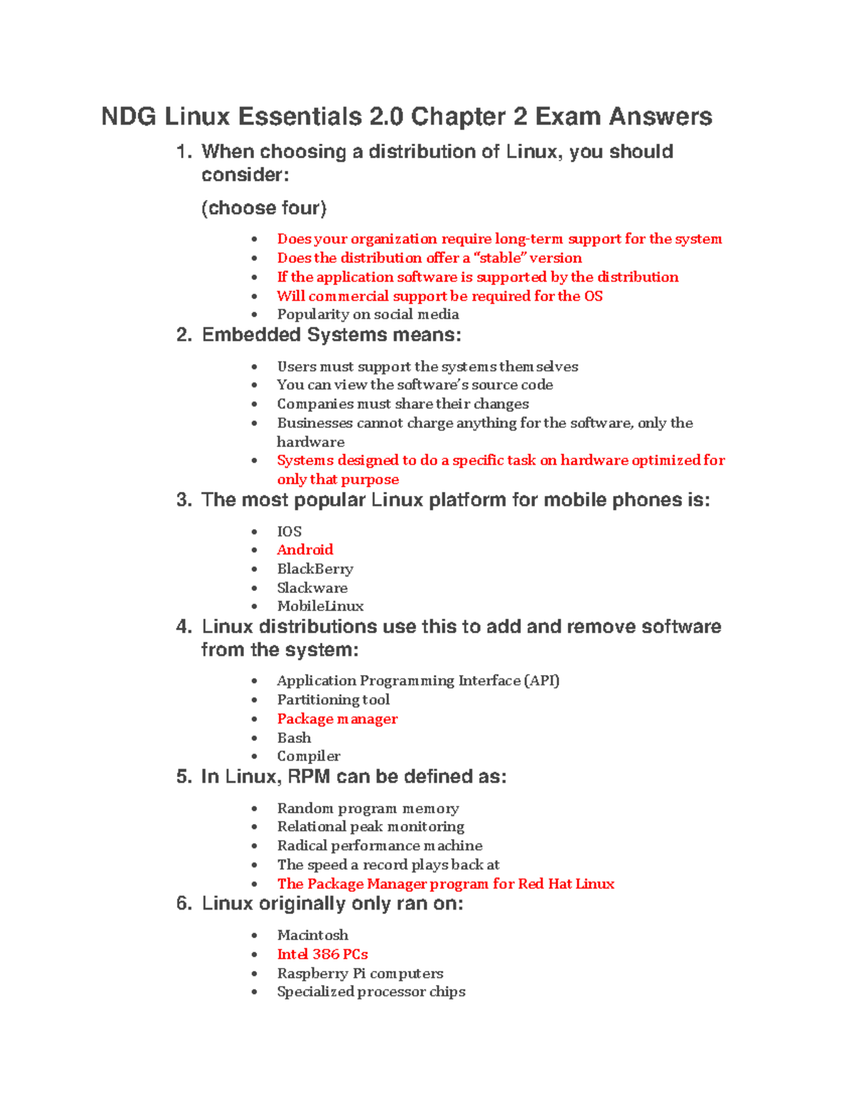 NDG Linux Essentials 2 - When choosing a distribution of Linux, you ...