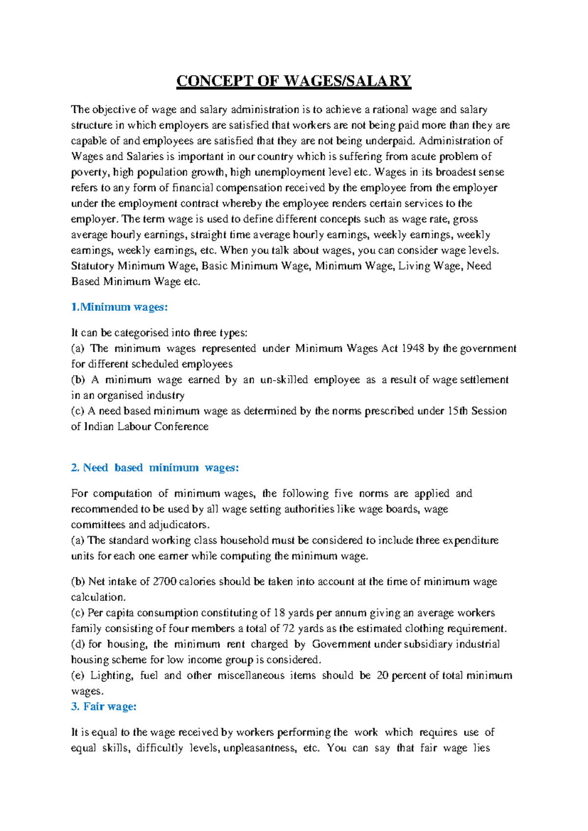 Lecture Notes on the Concept of Wages and Salary Administration - Studocu