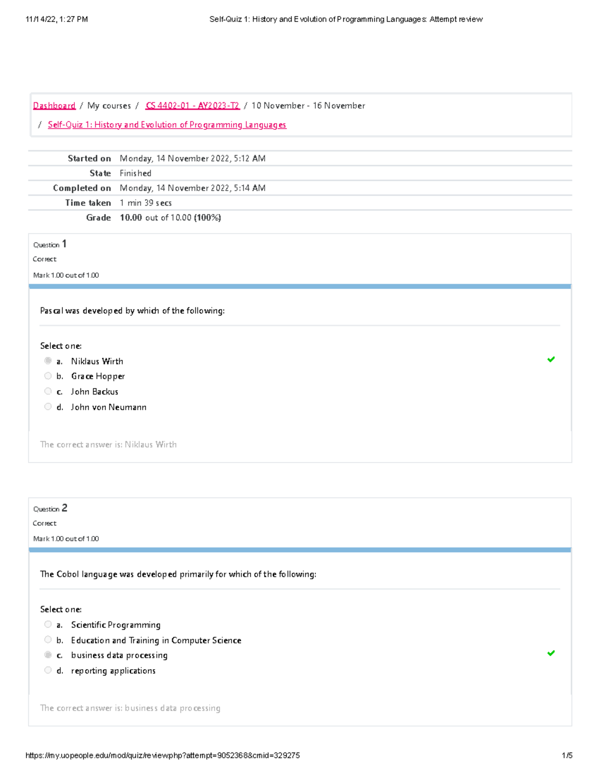CS 4402 Comprehensive Quizzes Compilation (Quizzes 1-8) - Studocu