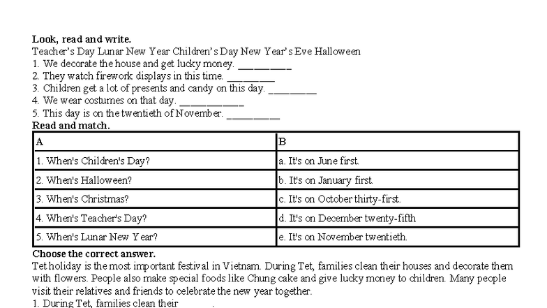 Lunar New Year & Halloween Activities: A Study Guide - Studocu
