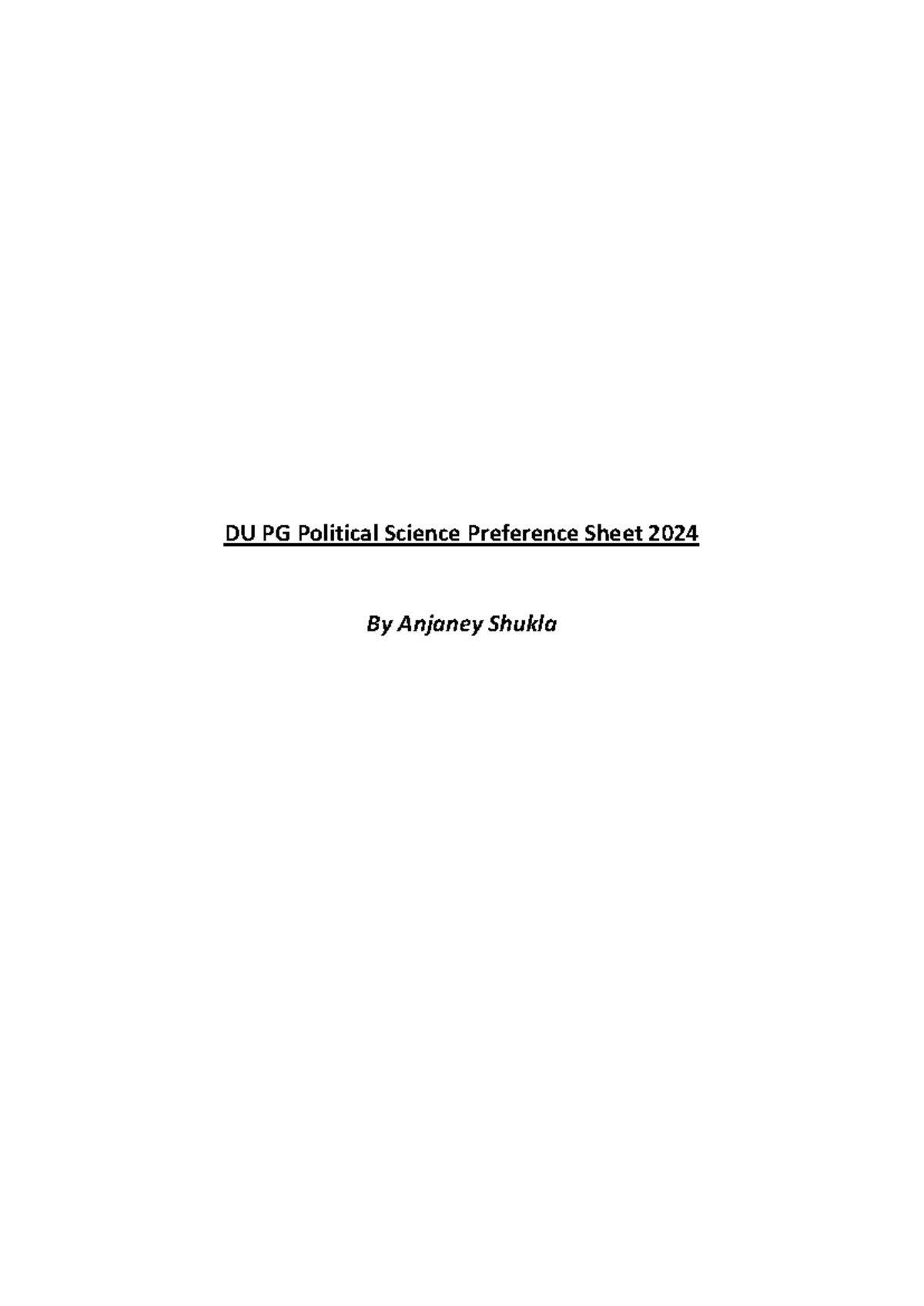 DU PG Political Science Preference Sheet 2024 - Important Info & Tips ...