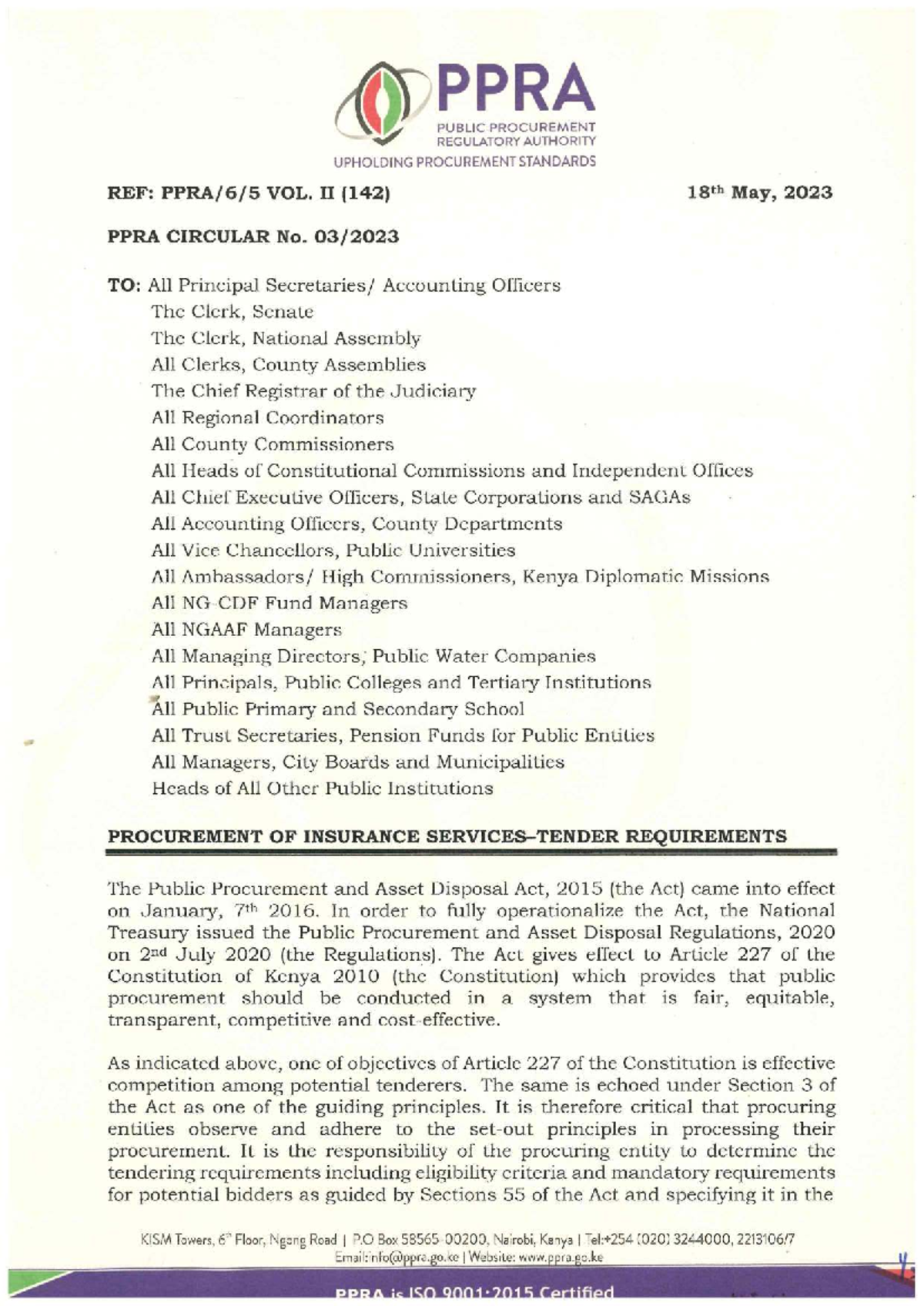 PPRA Circular No. 3 of 2023: Upholding Procurement Standards - Studocu