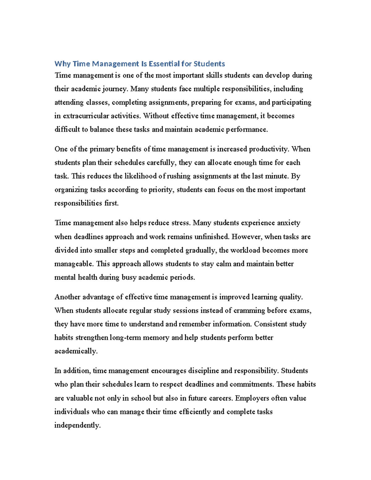 Time Management Strategies for Academic Success: Essential Skills - Studocu