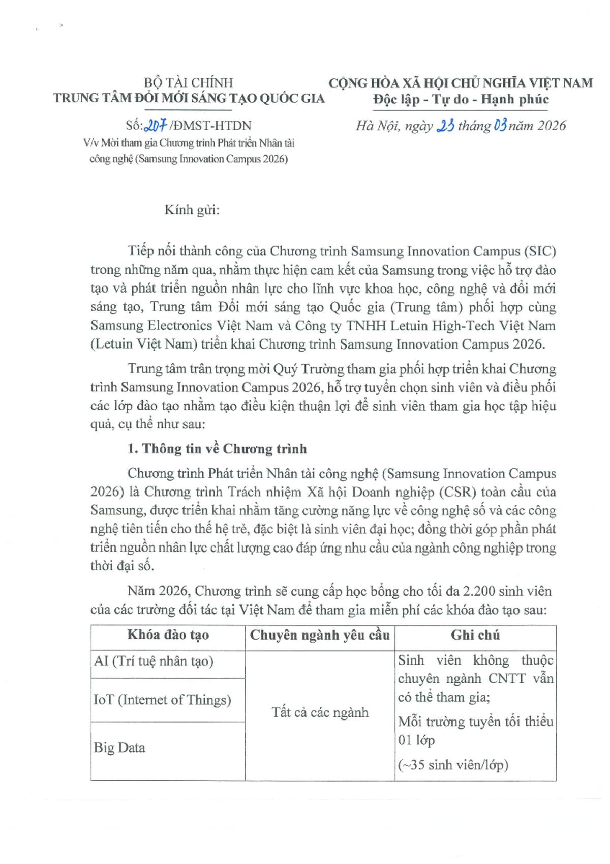 Mời Tham Gia Chương Trình Samsung Innovation Campus 2026 (SIC) - Studocu