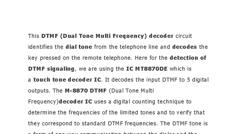 DTMF Signaling Circuit Design - PRACTICALS - Studocu