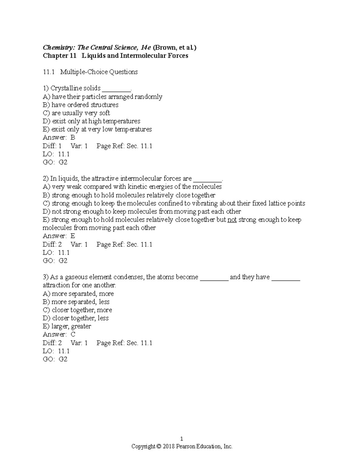 Chapter 11 - Exam practice questions - Chemistry: The Central Science ...