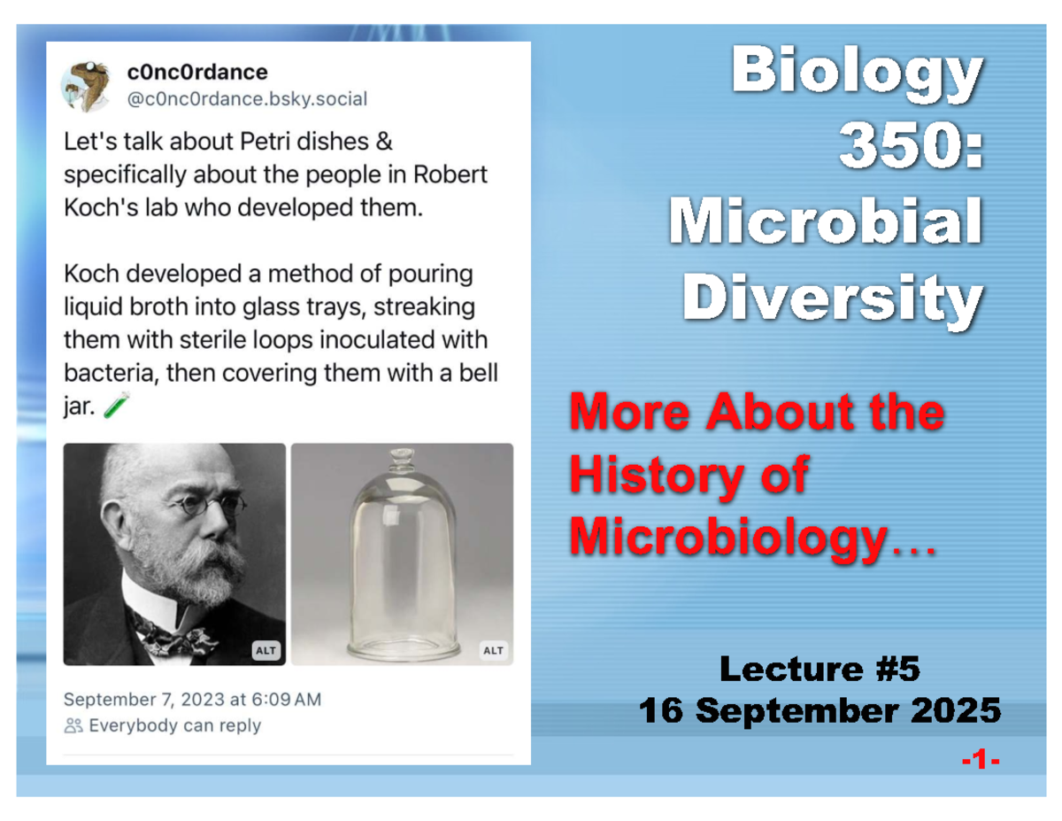 BIO 350: Microbiology Lecture 5 - History & Diversity of Microbial Life ...
