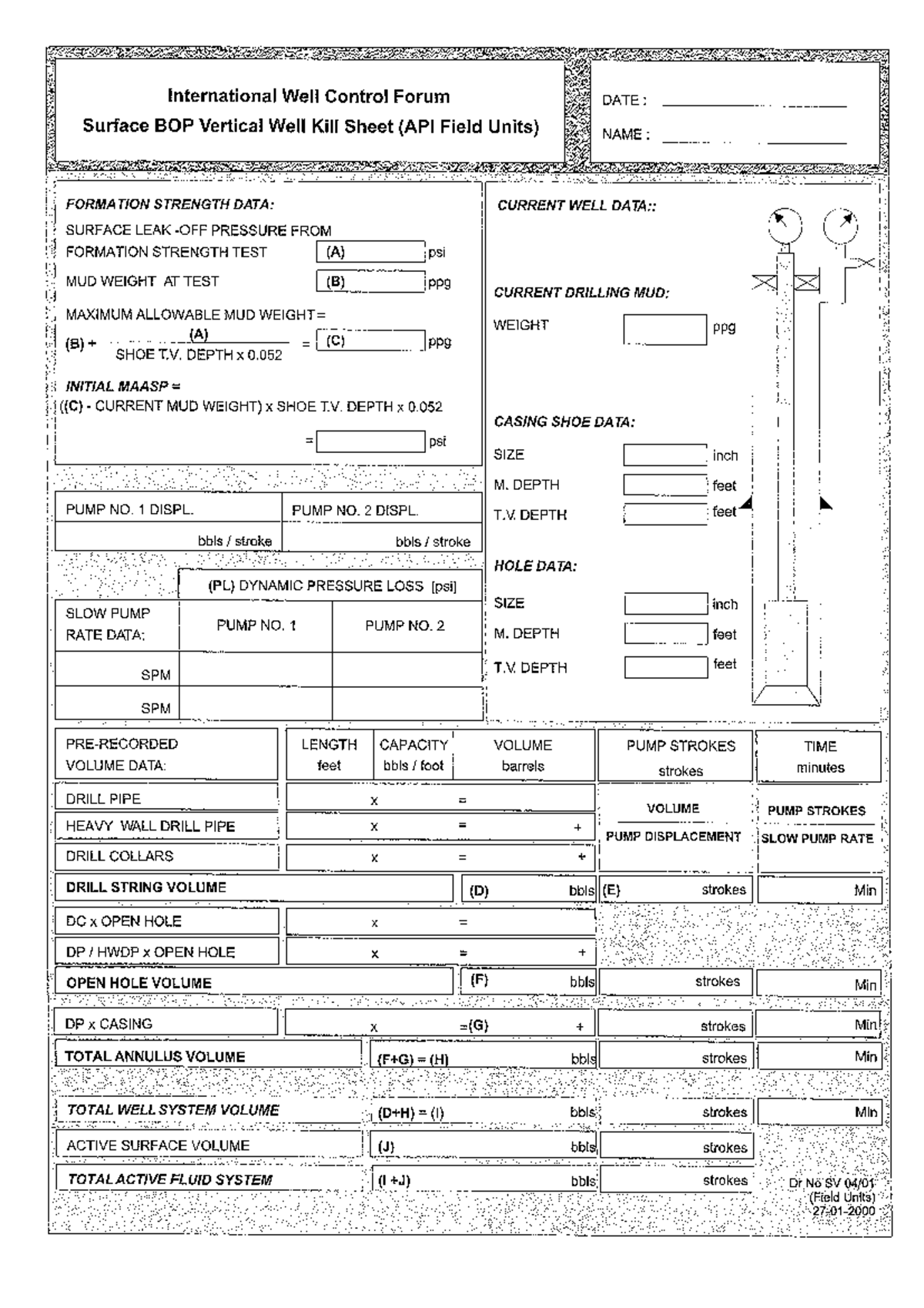 Vertical Well Kill Sheet (API Field Units) - International Well Control ...
