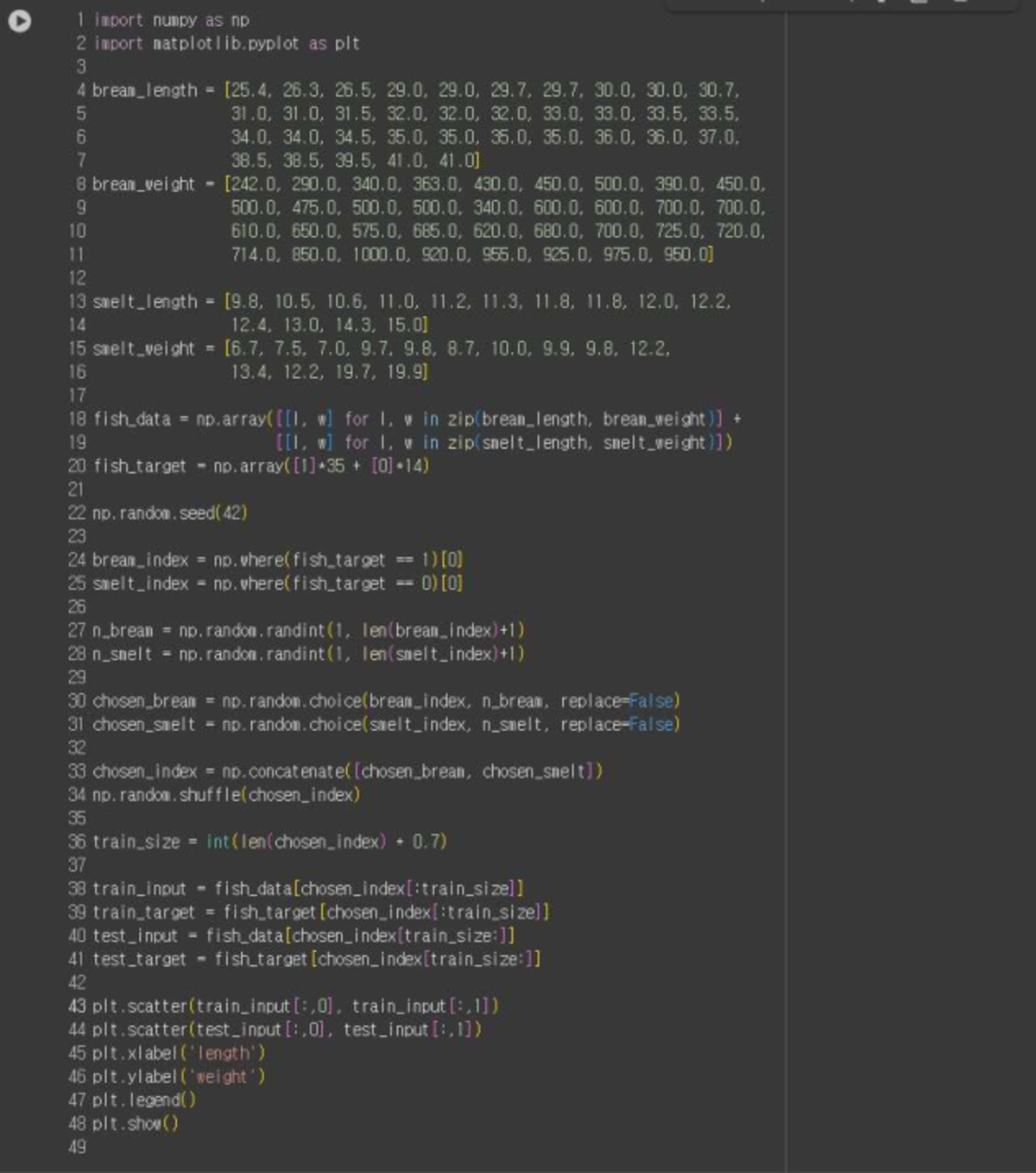 Python Data Analysis: Bream and Smelt Length & Weight - Studocu