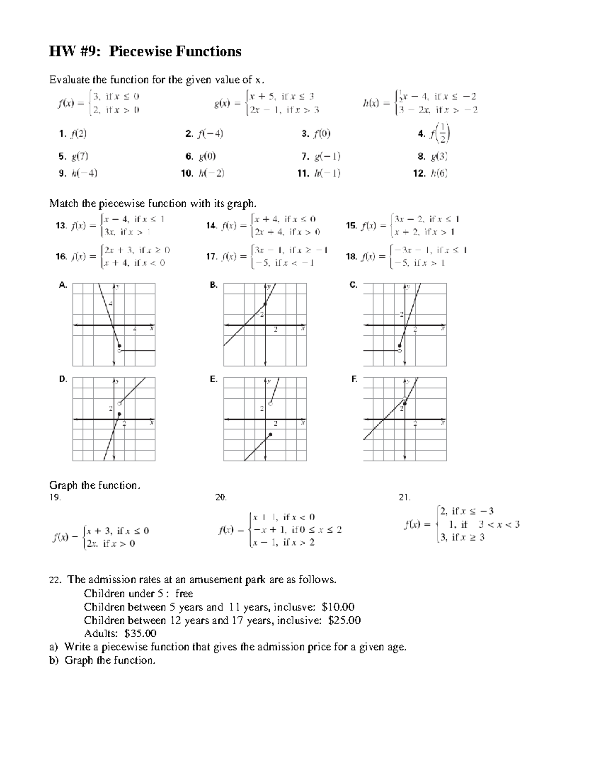 HW 414333947 Piecewise Functions & Graphing Admission Prices - Studocu