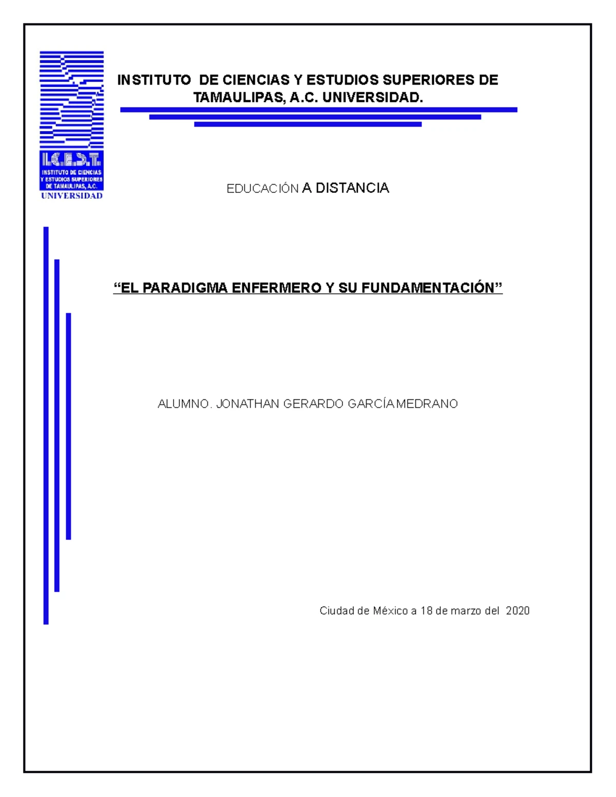 PLAN-PES - Diagnostico de enfermeria formato PES - UNIVERSIDAD NACIONAL ...