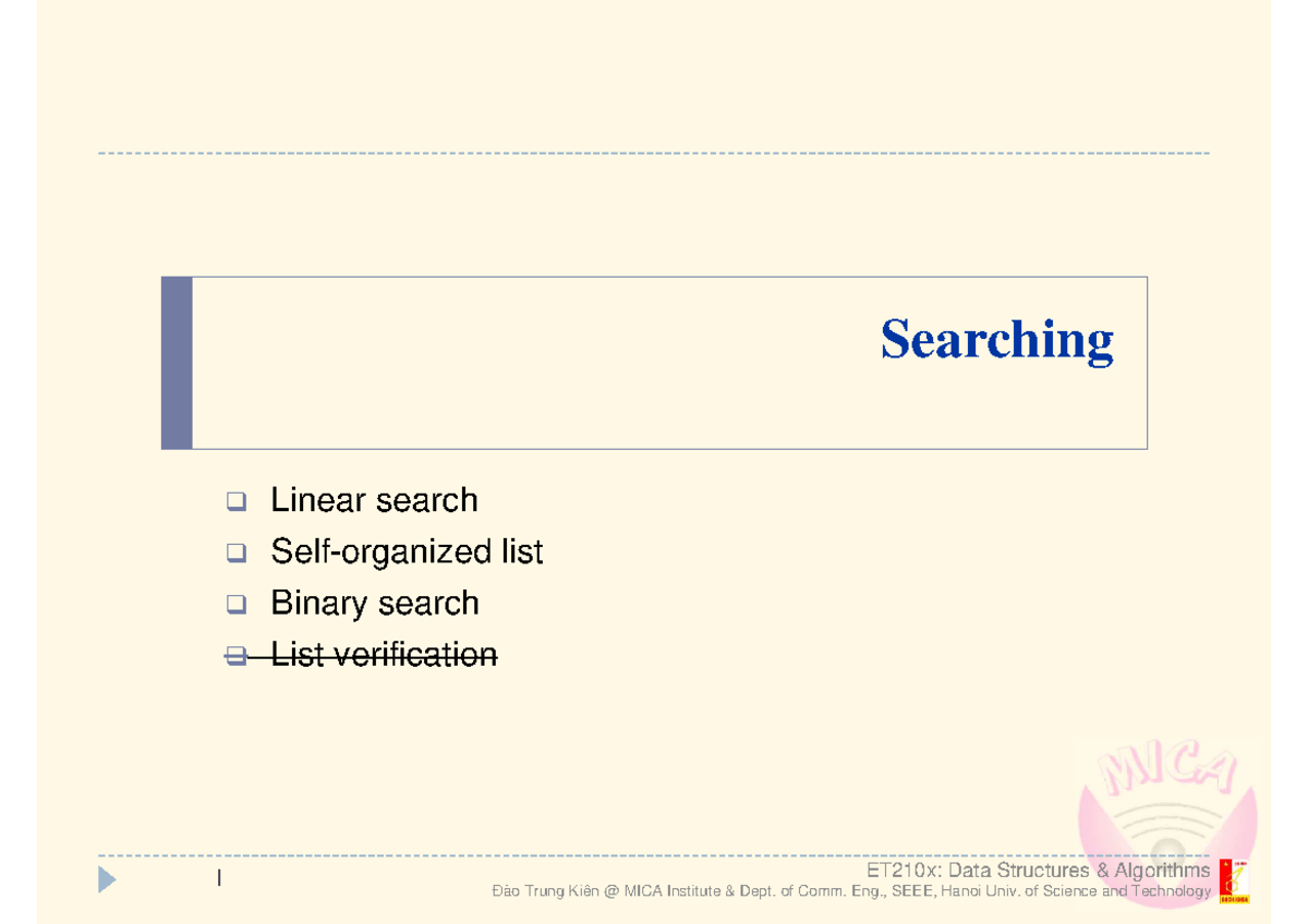 ET210x: Data Structures Algorithms - Searching Techniques Overview ...