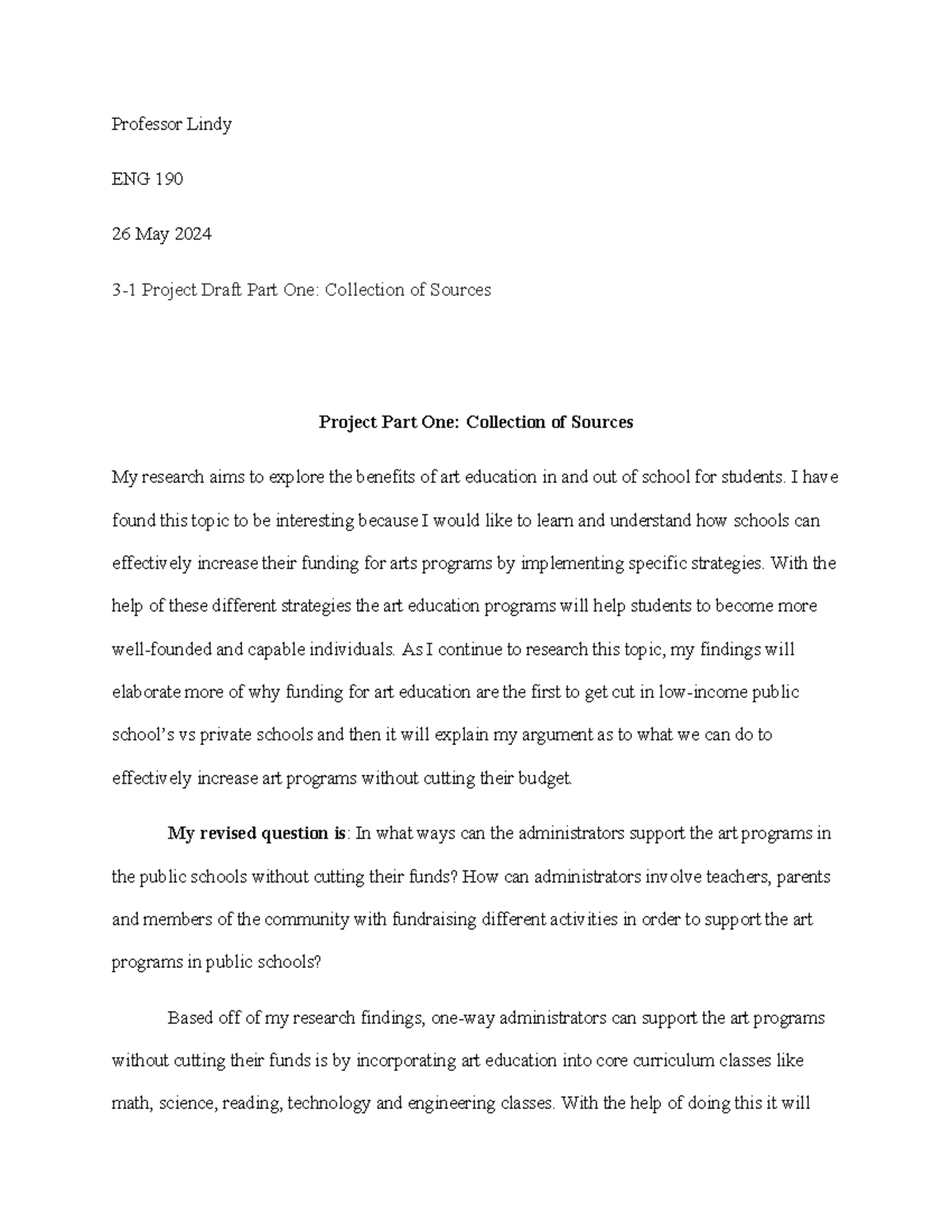 ENG 190 Module 3 Assignment: Benefits of Art Education Research - Studocu