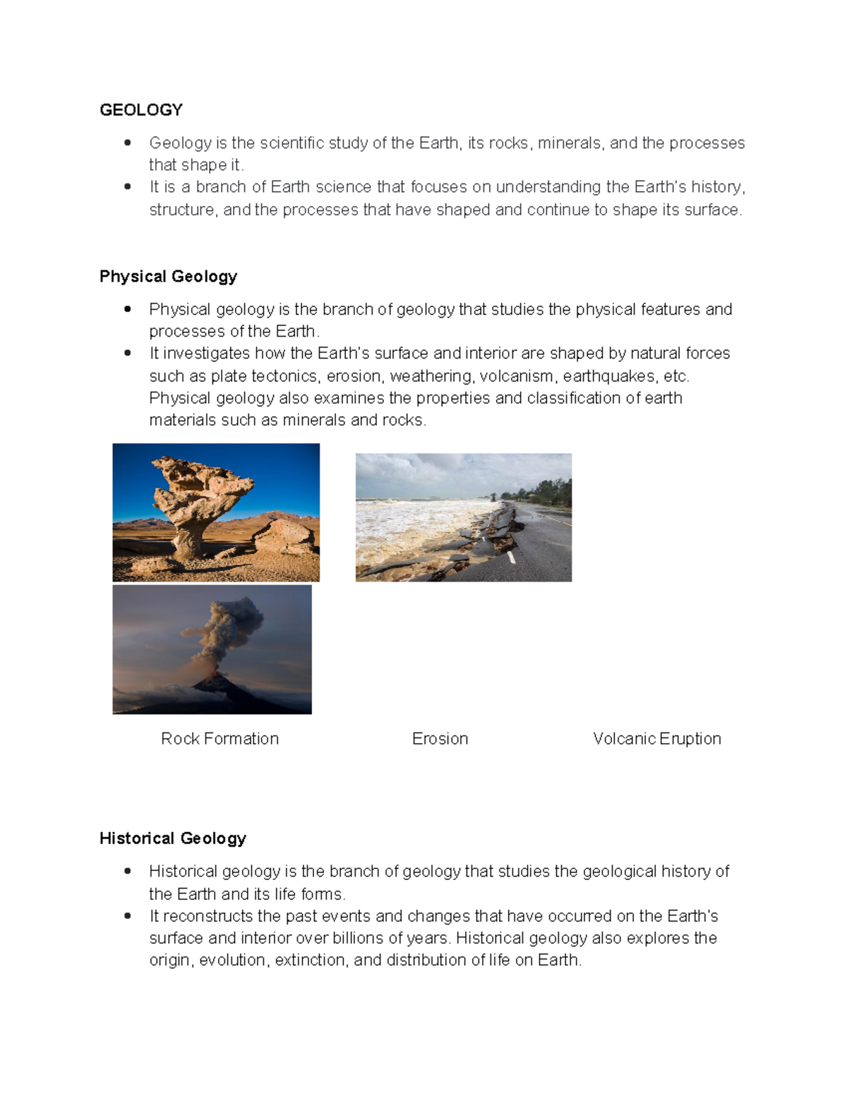 Physical&historical geology - GEOLOGY Geology is the scientific study ...