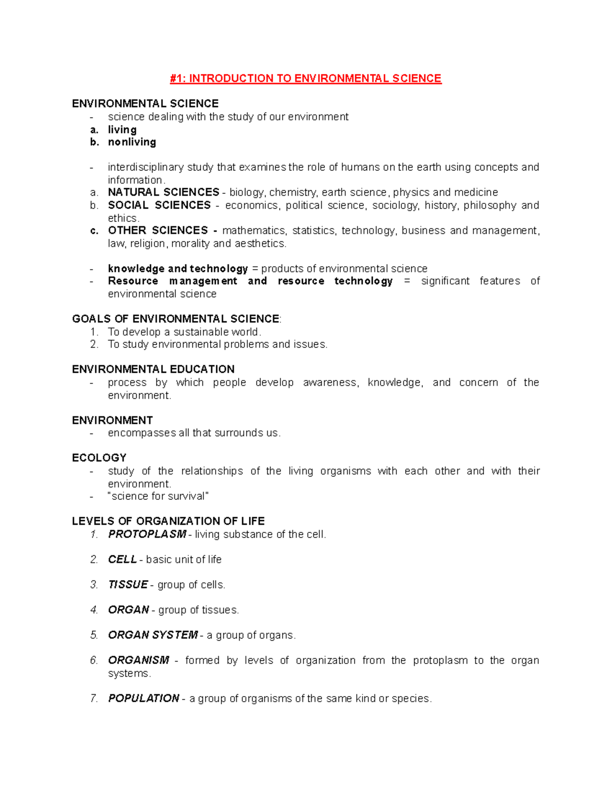 ES101: Environmental Science Final Exam Reviewer: Key Concepts & Issues ...