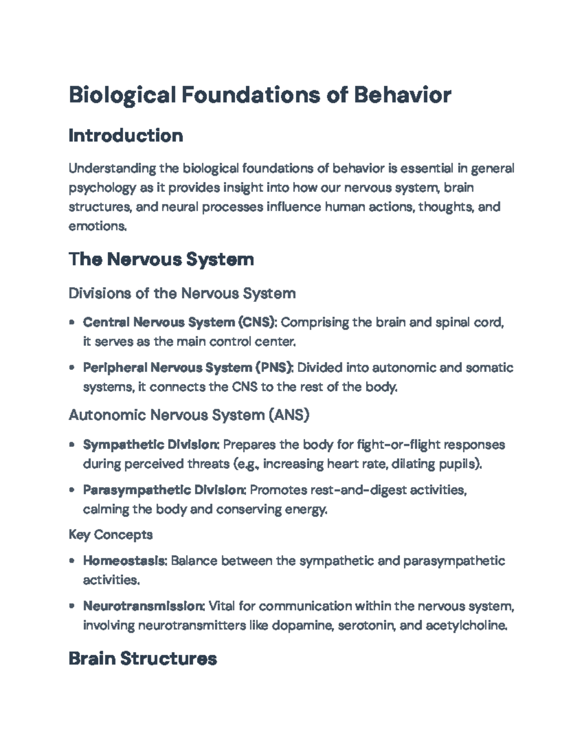 Biological Foundations of Behavior: PSY 101 Overview and Insights ...