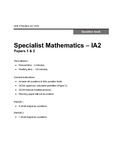Year 12 Specialist Mathematics - Grade: 12 - Queensland Certificate of ...