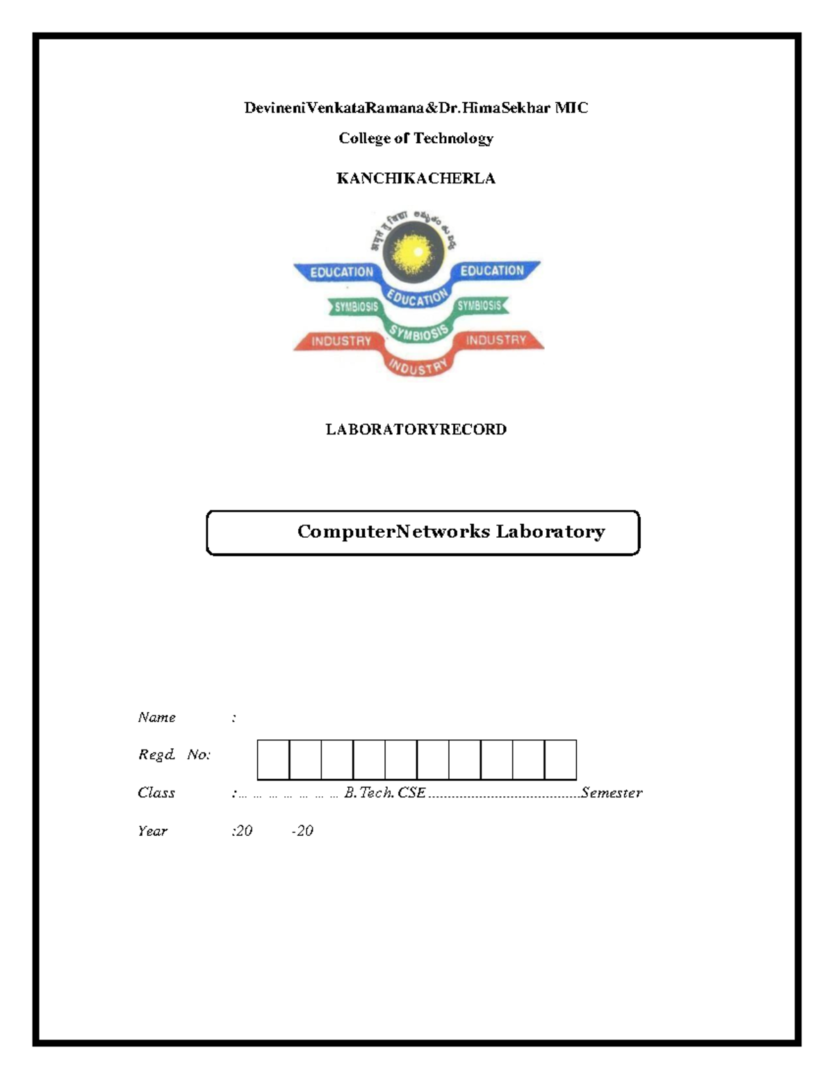 CN LAB Manual - Computer Networks Laboratory Experiments MIC23 - Studocu