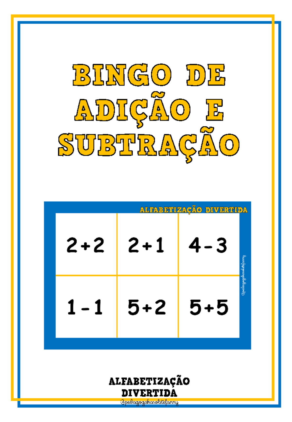 Bingo da Adição - Matemática para Uso Pessoal - Studocu