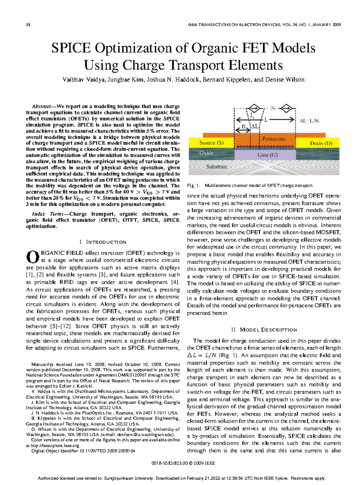 Spice Optimization of Organic FET Models Using Charge Transport ...