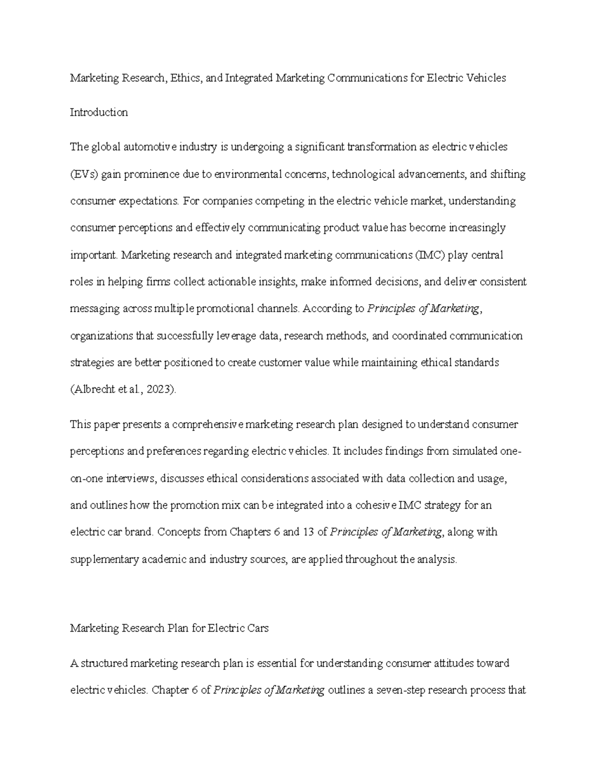 BUS 2201 Week 7: Marketing Research & IMC Strategies for EVs - Studocu