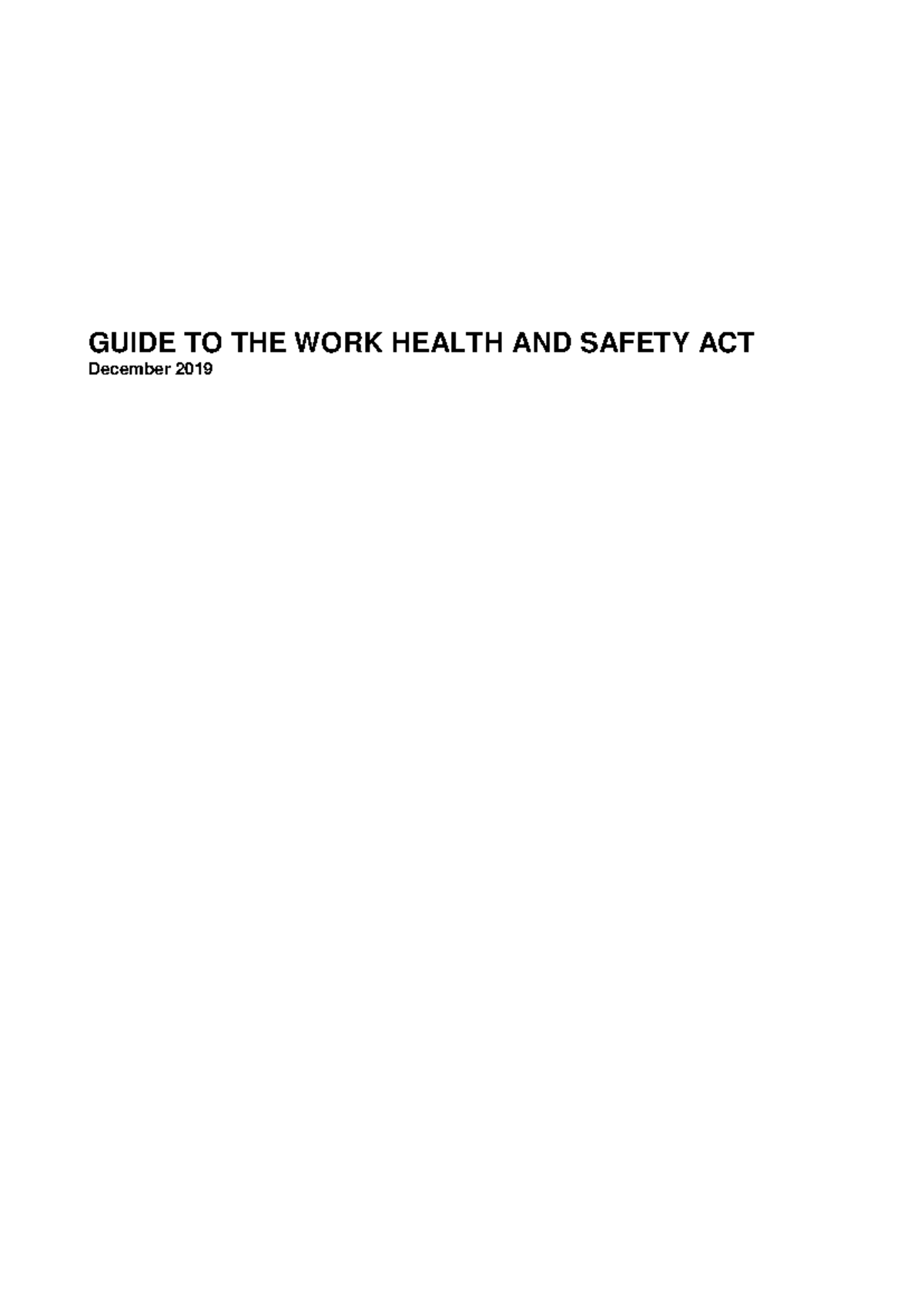 Guide to the Model WHS Act - December 2019 Overview - Studocu
