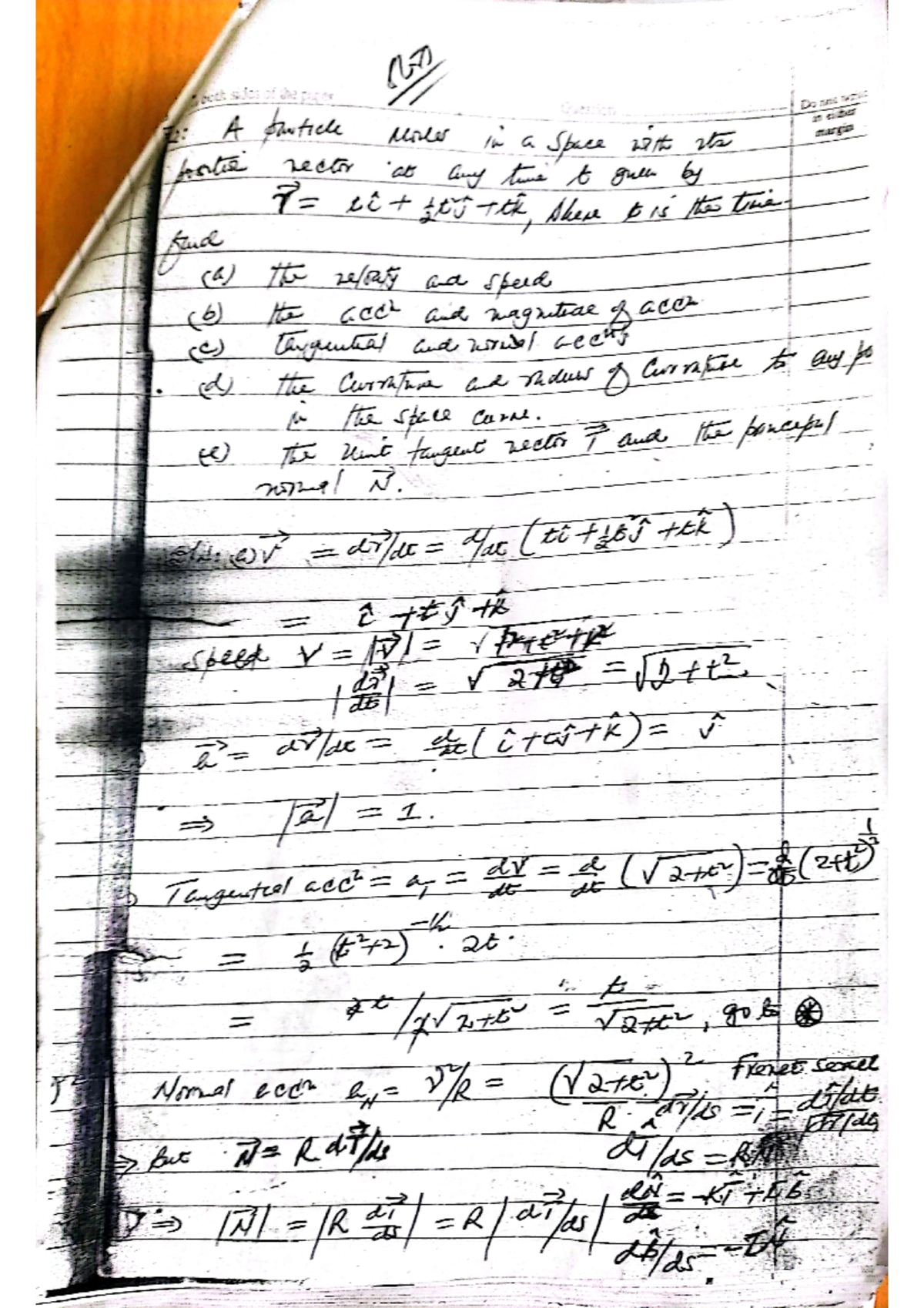 Mathematics (UT) Particle Motion in Space: Exam Notes and Solution ...