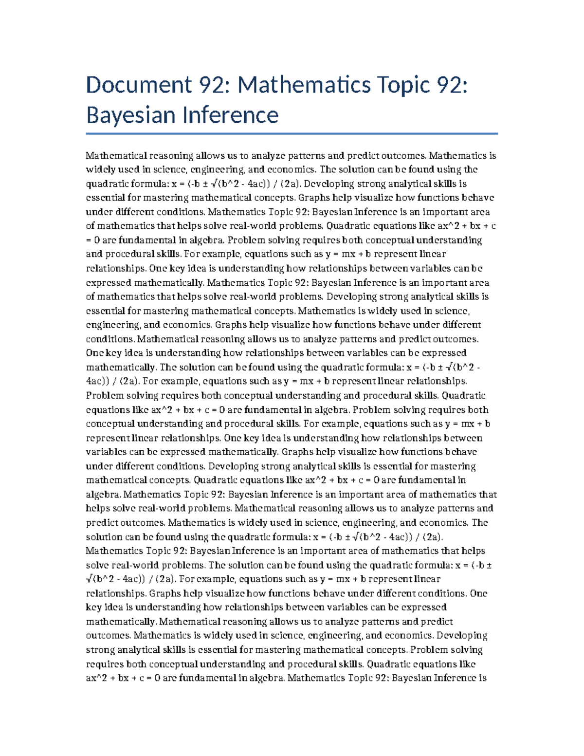 Mathematics Topic 092: Understanding Bayesian Inference Concepts - Studocu