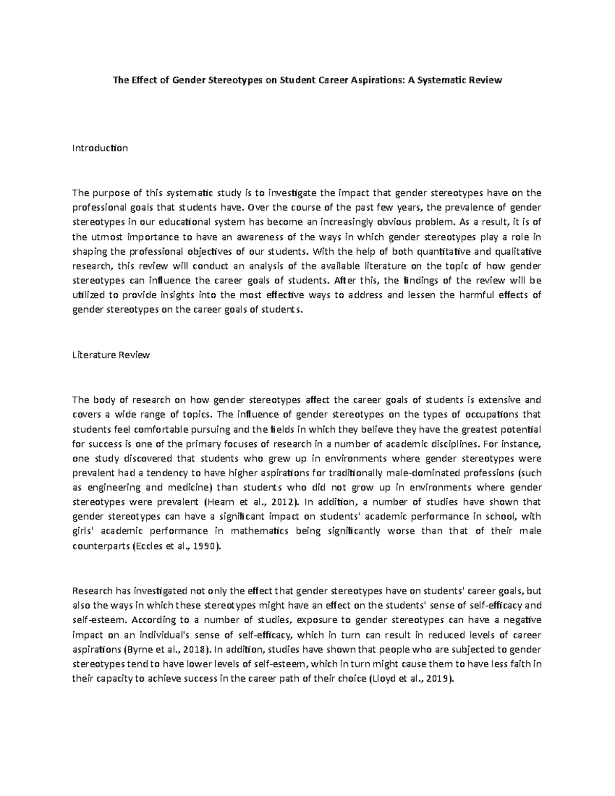 Systematic Review: The Impact of Gender Stereotypes on Career Goals ...