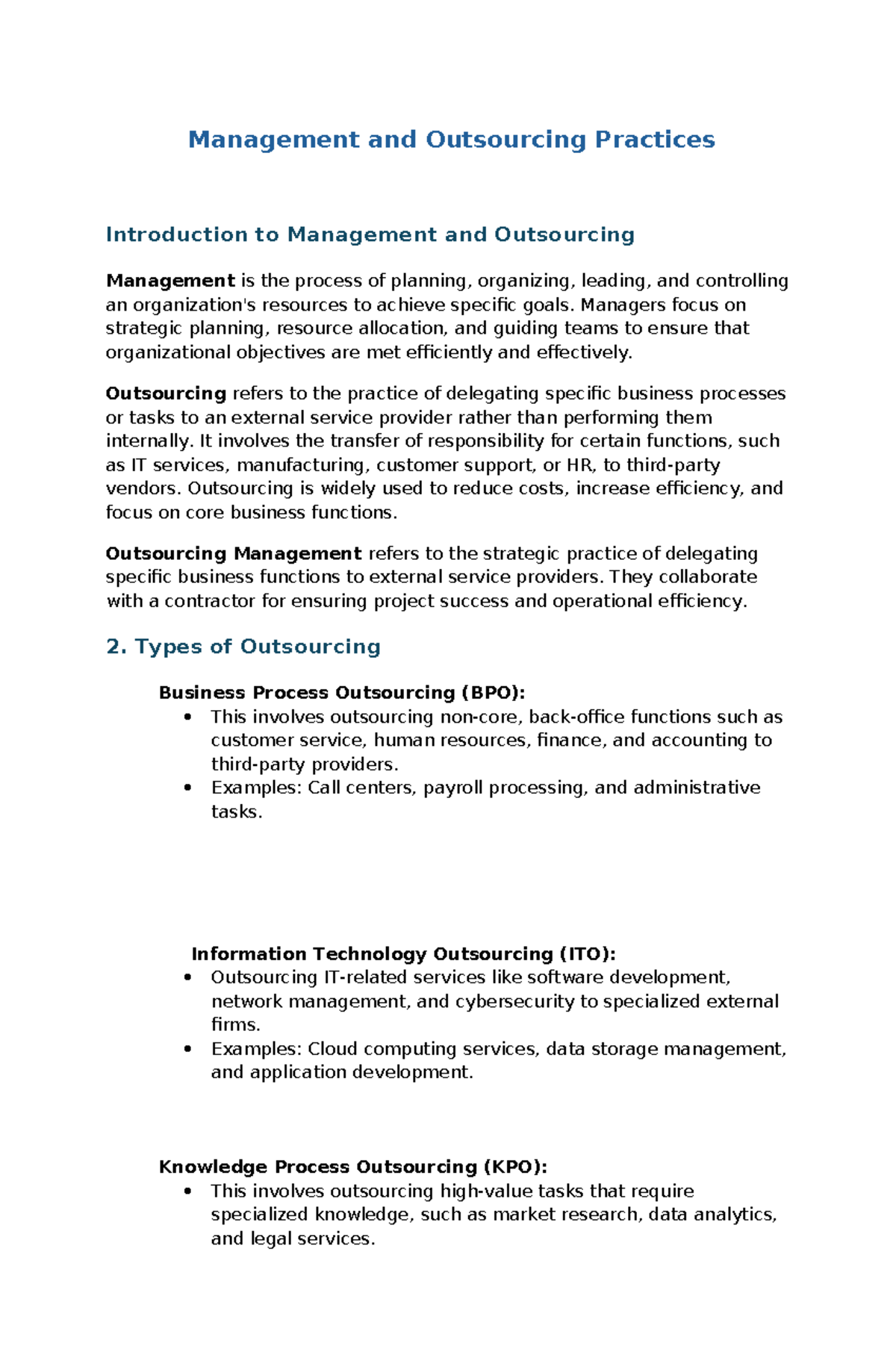 Module 20: Management and Outsourcing Practices Overview - Studocu