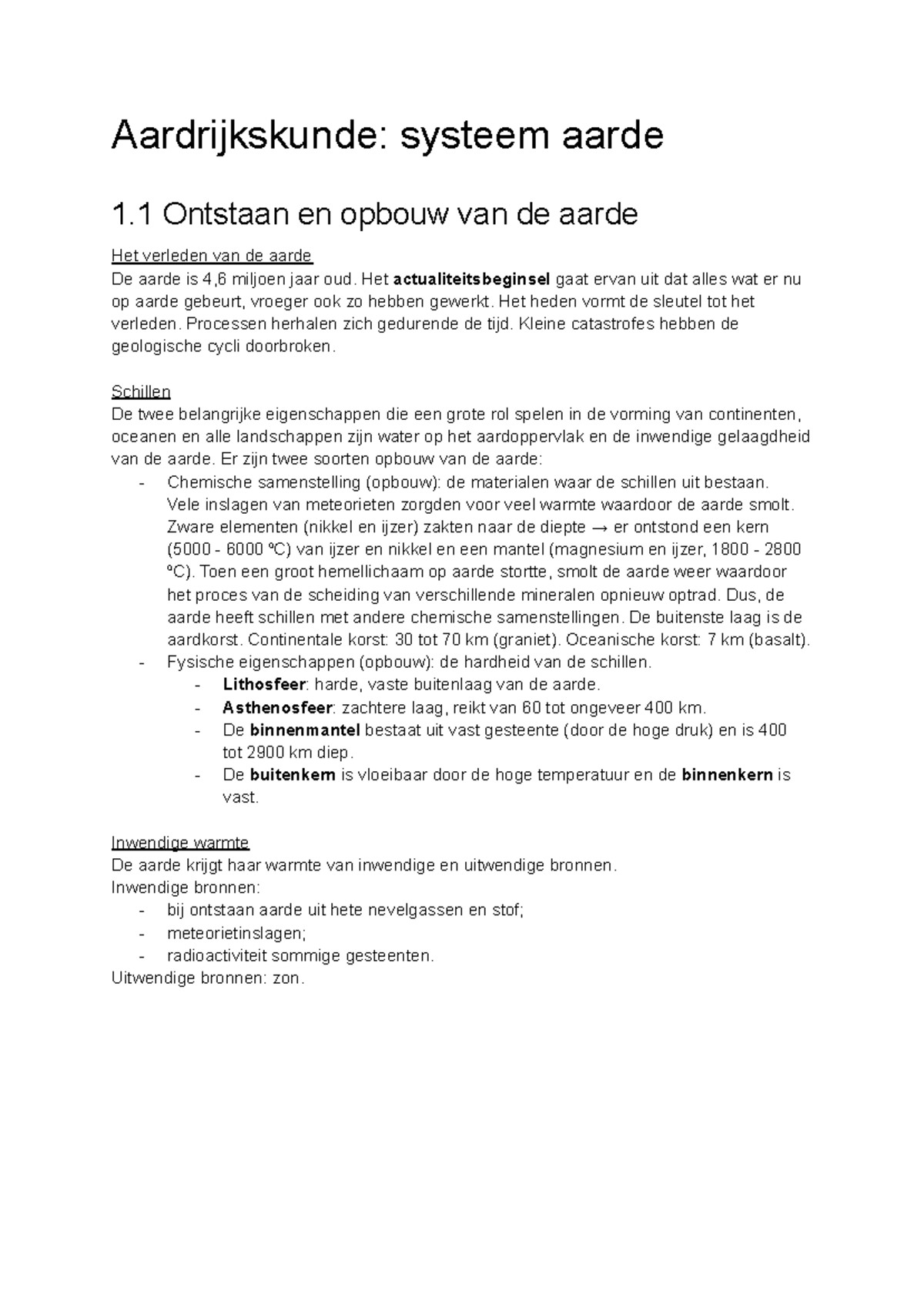 Samenvatting van Systeem Aarde: Ontstaansgeschiedenis en Processen - Studeersnel