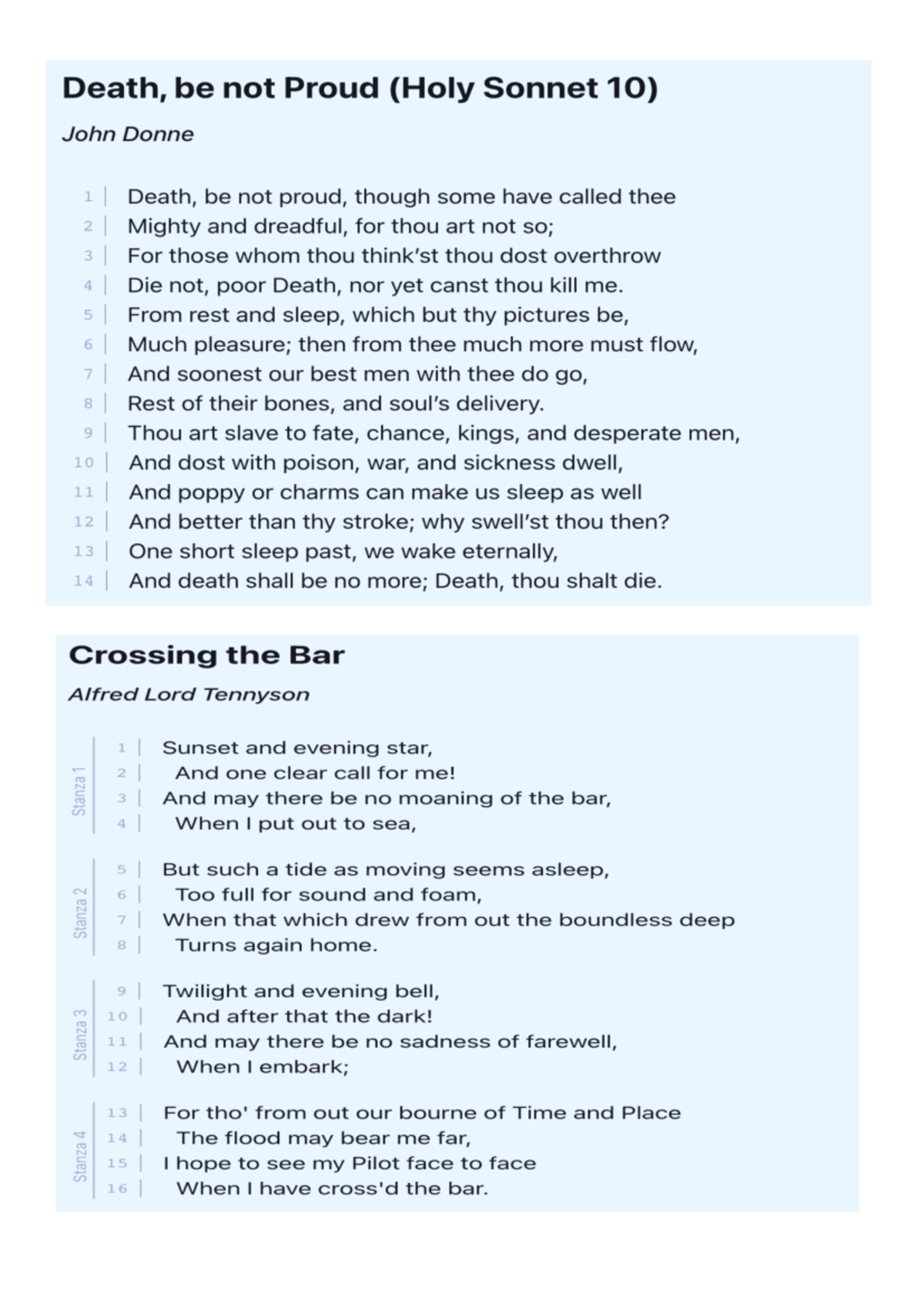 Good Poems - Death, be not Proud (Holy Sonnet 10) John Donne 1 Death ...