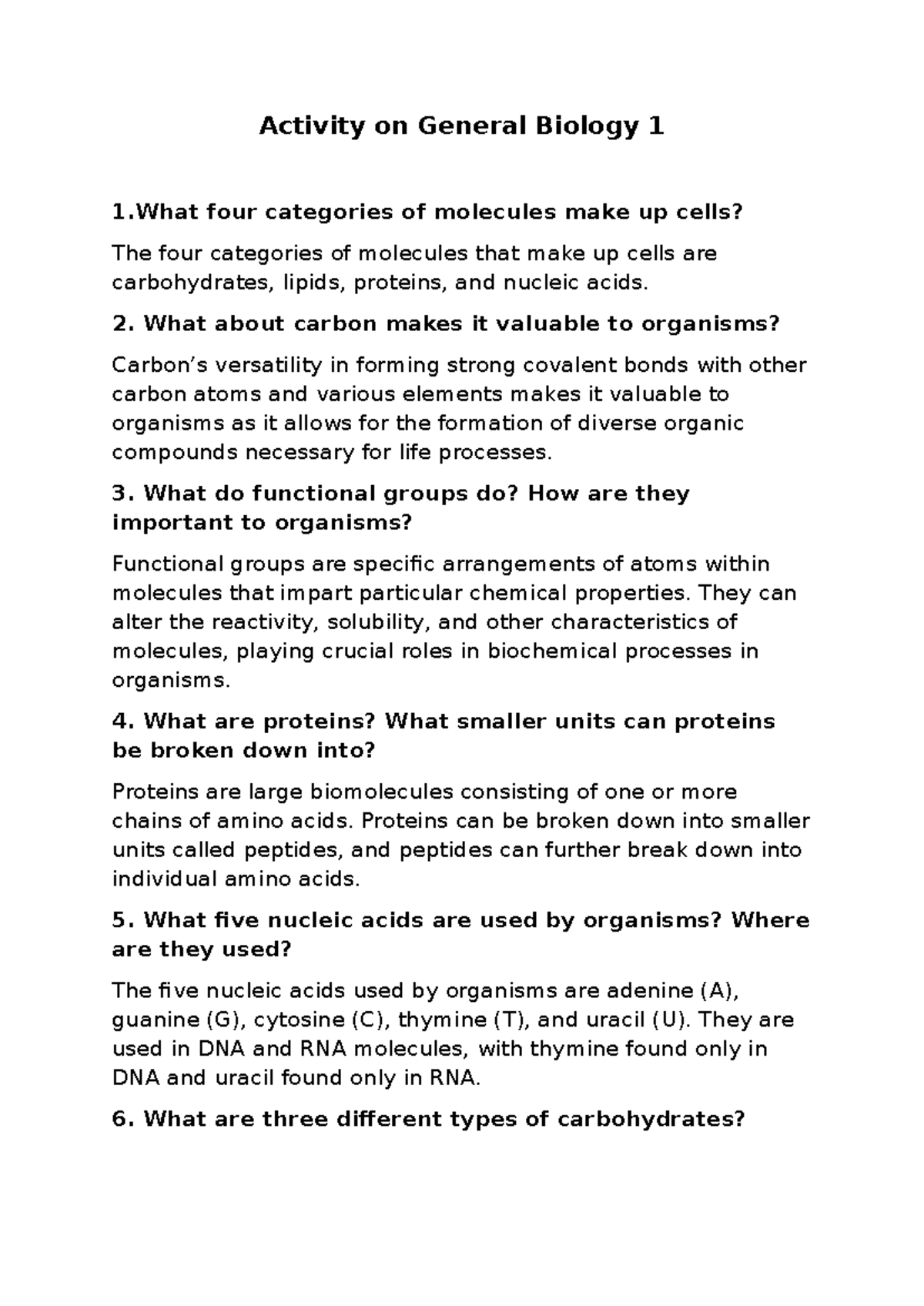 Genbio 1 - Vsnakakakaggsso - Activity on General Biology 1 1 four ...
