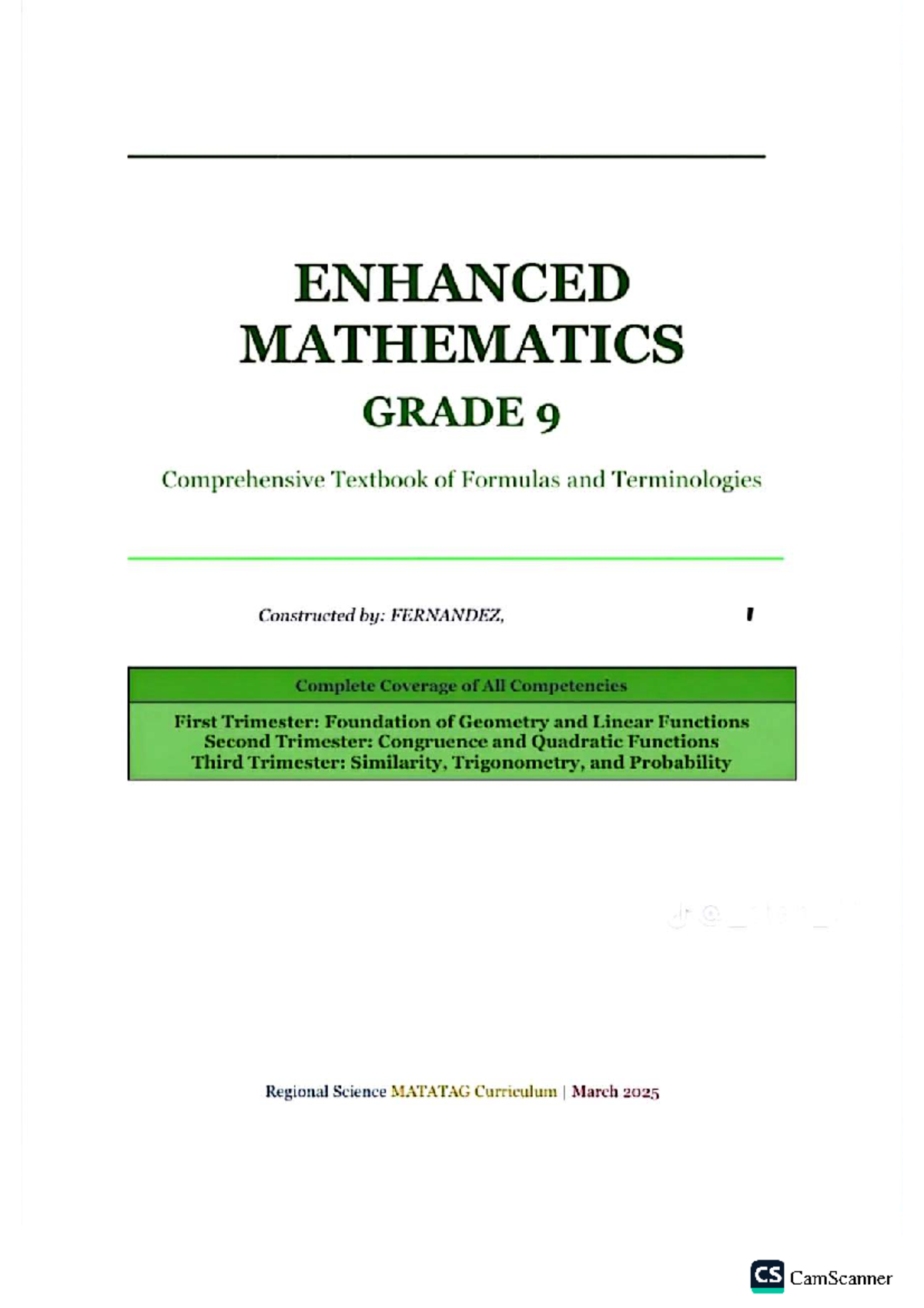 ENHANCED MATH GRADE 9: Comprehensive Formulas & Concepts for CS - Studocu