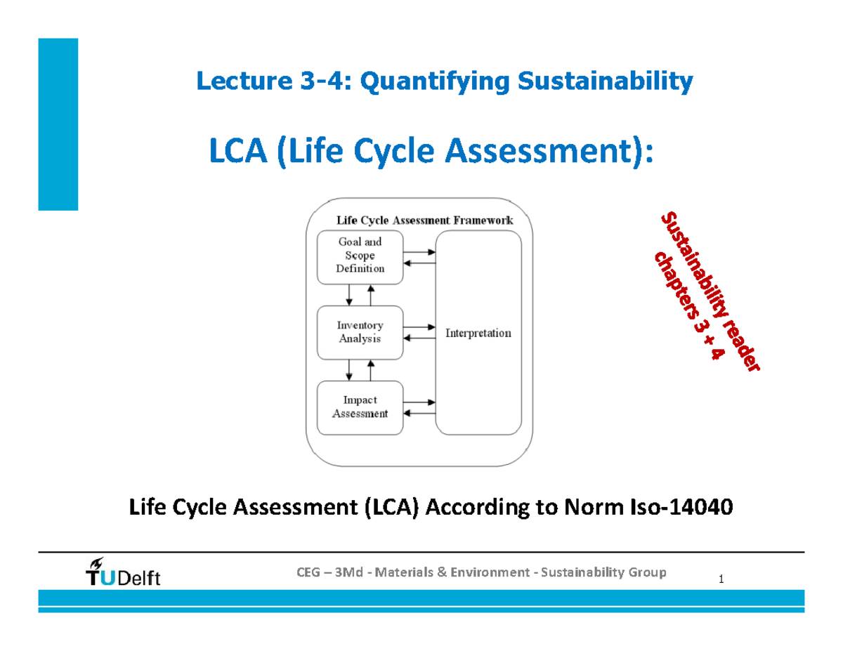 CTB1320 Lecture 3-4: LCA Procedure & Case Study Insights - Studeersnel