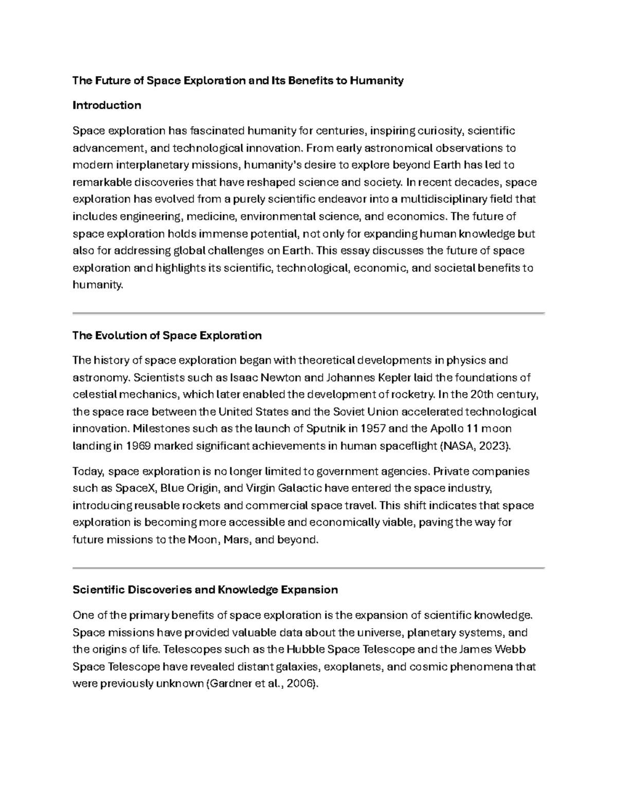 Essay 5 - Comms: The Future of Space Exploration and Its Benefits - Studocu