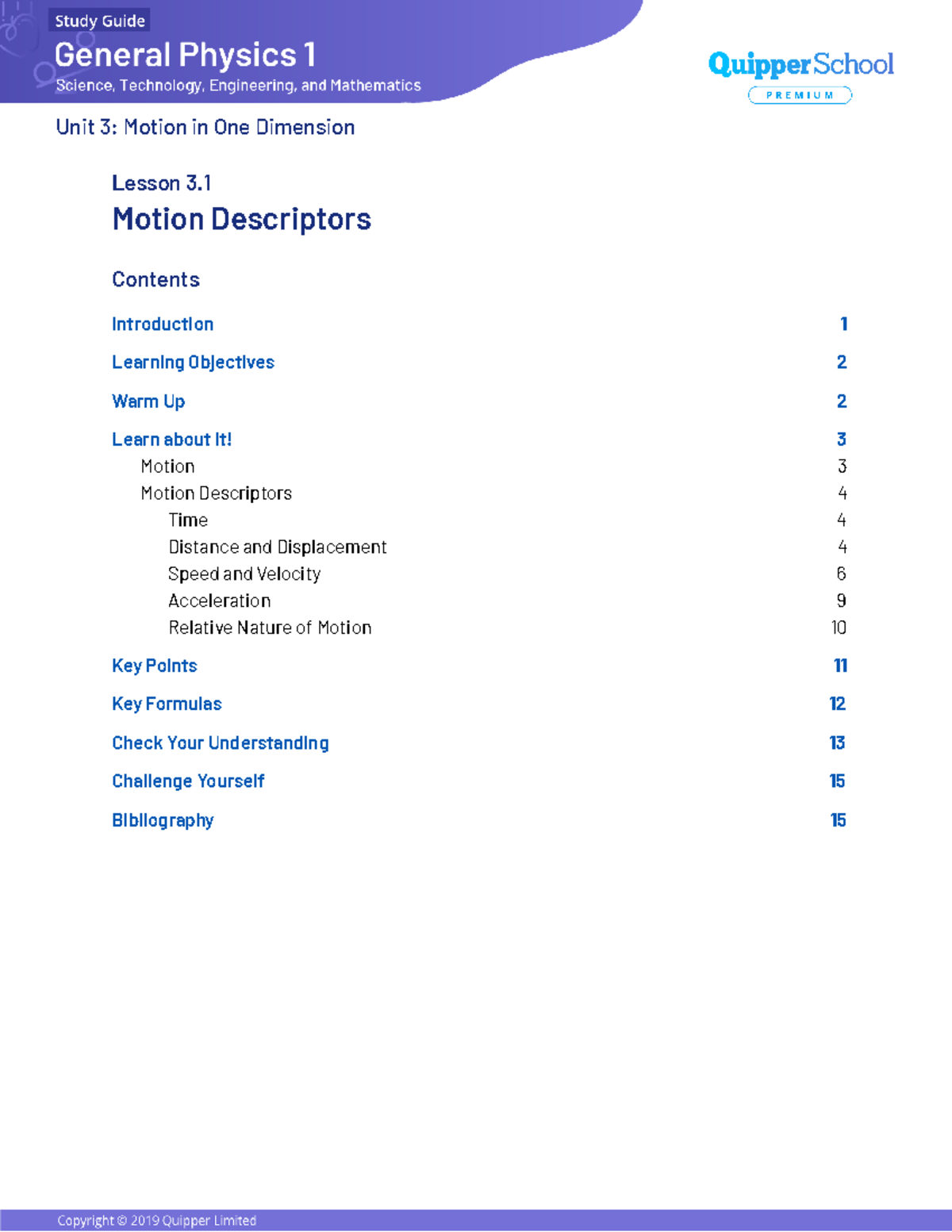 U3 - Lesson 3: Motion Descriptors and Key Concepts - Studocu