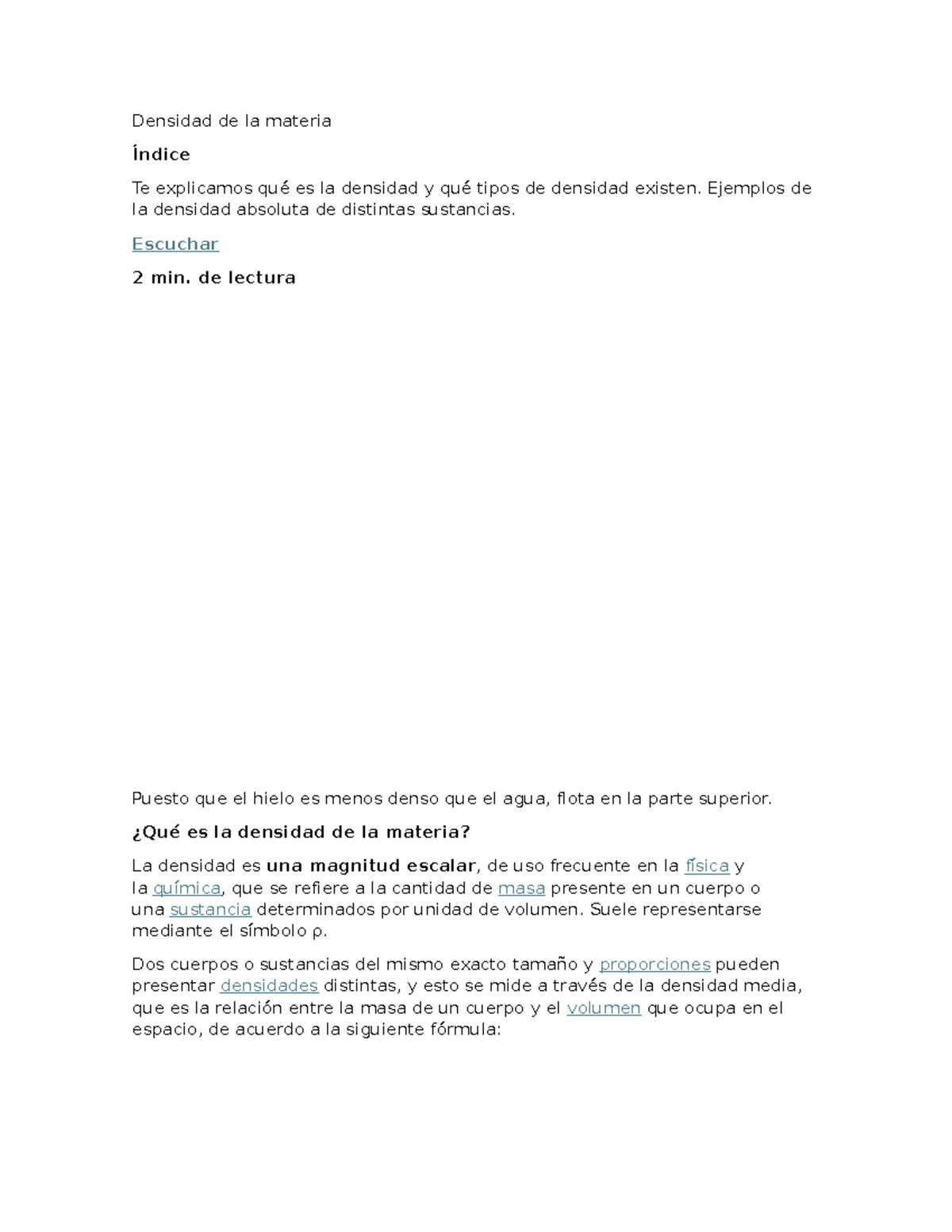 Densidad de la materia - Densidad de la materia Índice Te explicamos ...