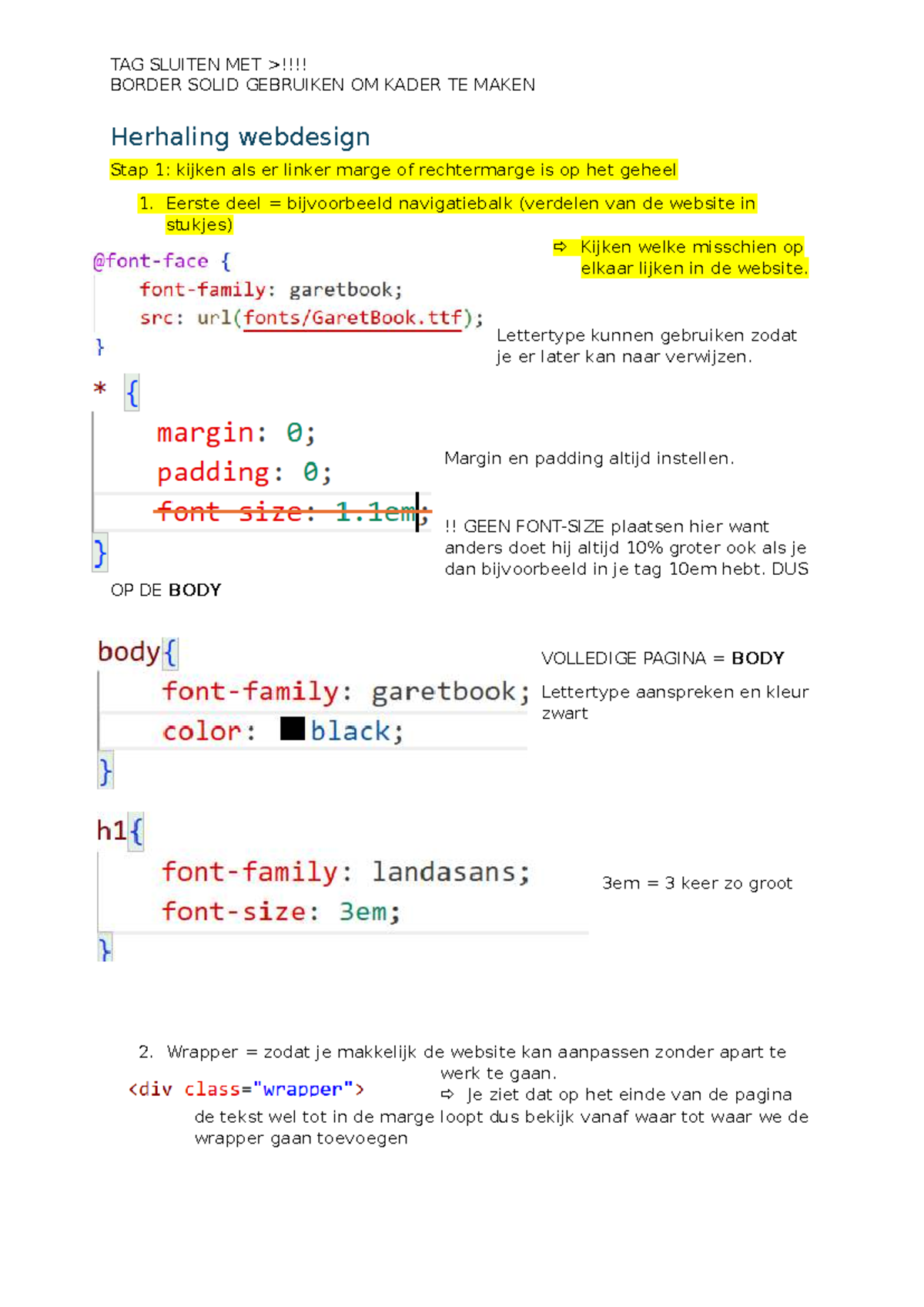 Herhaling Webdesign: Kader Maken met Border Solid en Flexbox - Studocu
